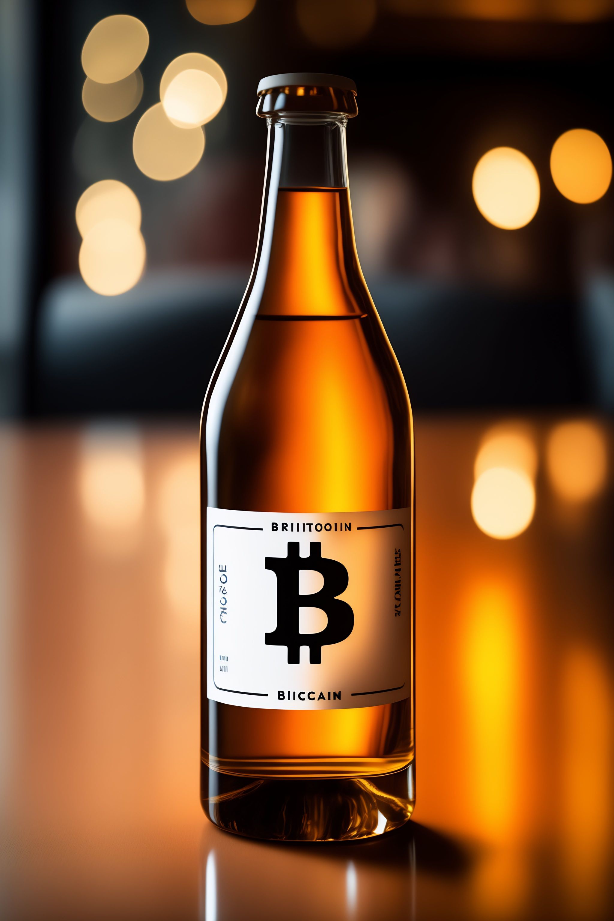 Lexica - Bitcoin logo on a soda bottle and a restaurant next to a clear ...