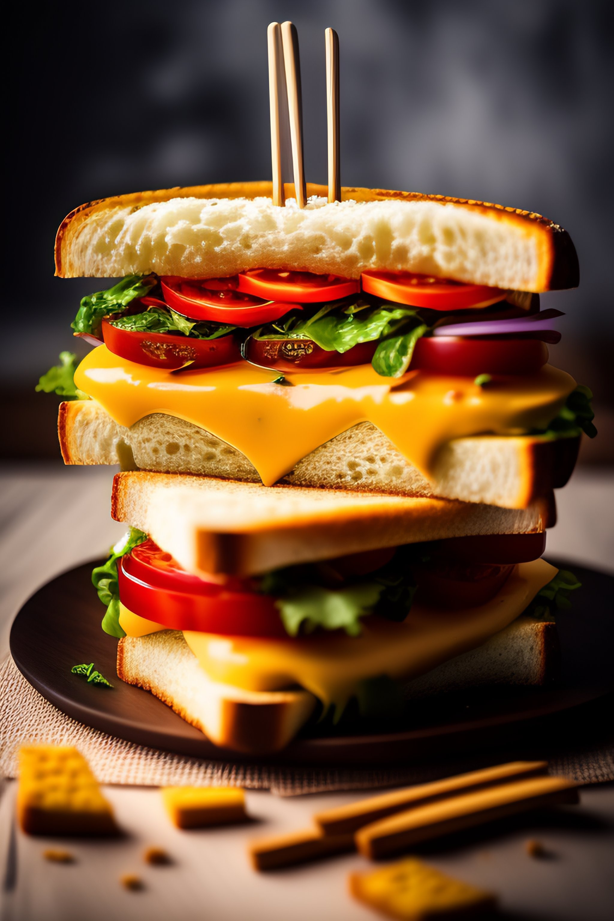 Lexica - Sandwich of led lights with tofu, tomato and cheddar, studio ...