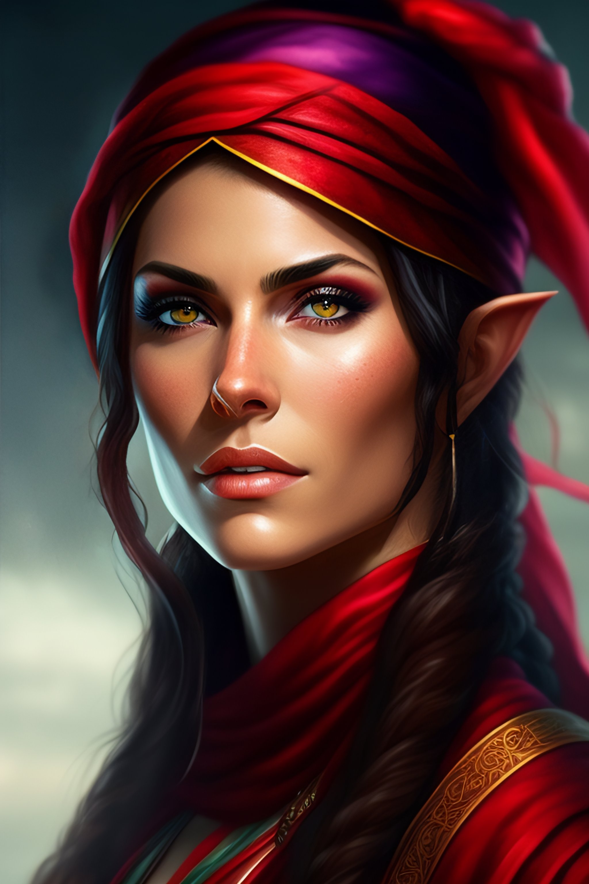 Lexica - Half elf female, 35 years old, eastern ancestry, colorful ...