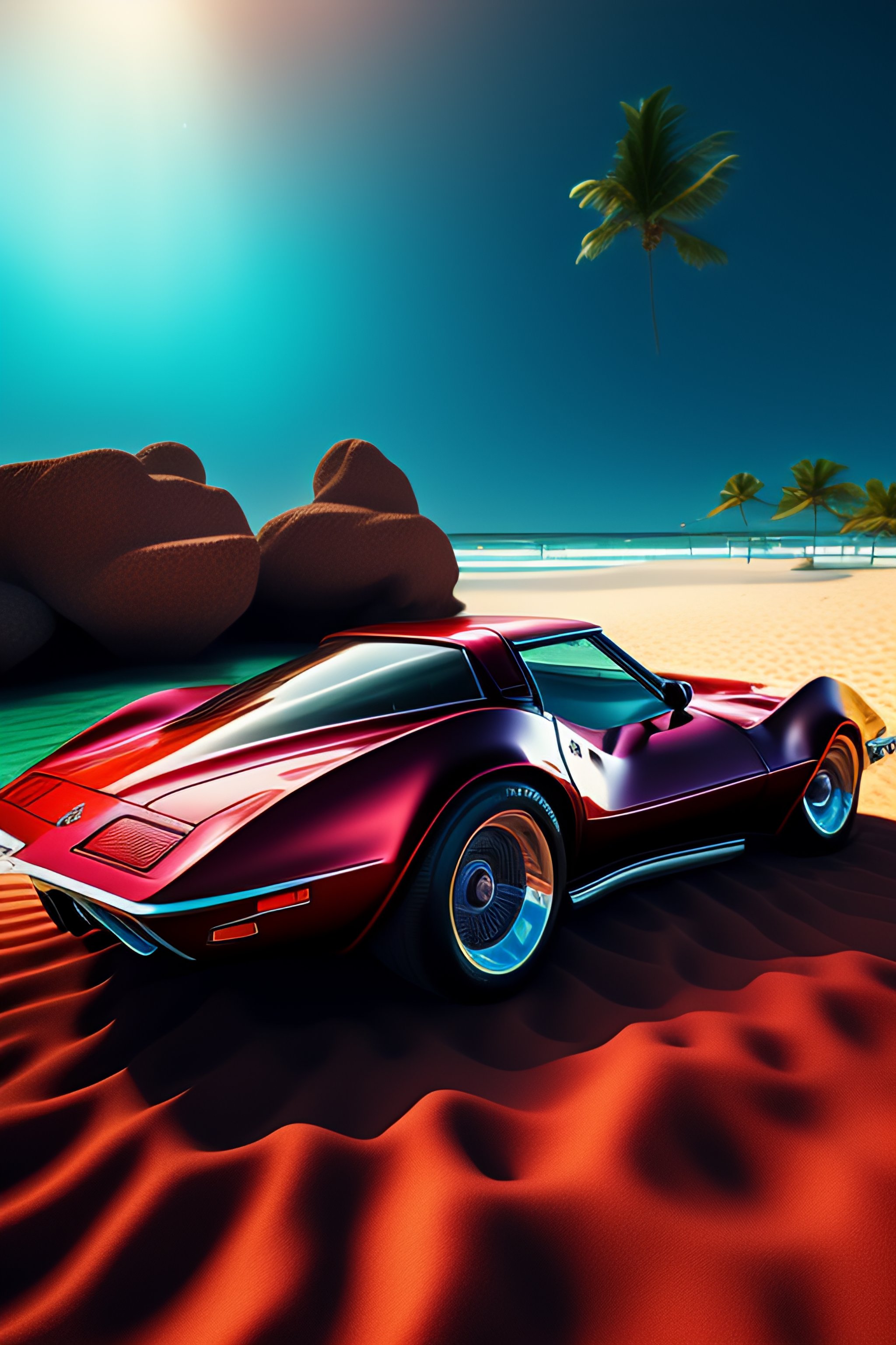 Lexica - Burgundy 1974 Corvette, underwater, sitting on ocean floor ...
