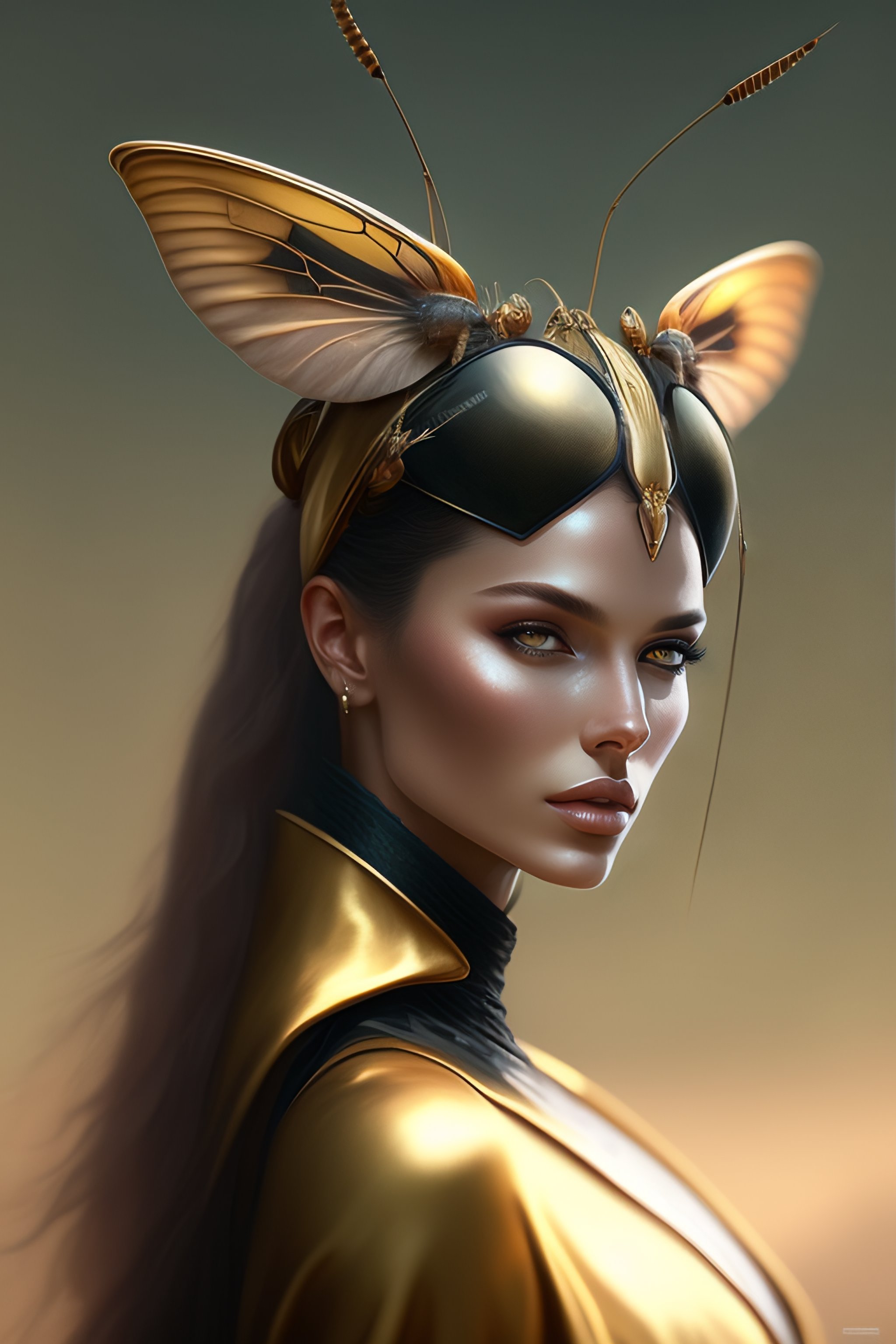 Lexica - Full frame of beige human - mantis ; hestiastula head with ...