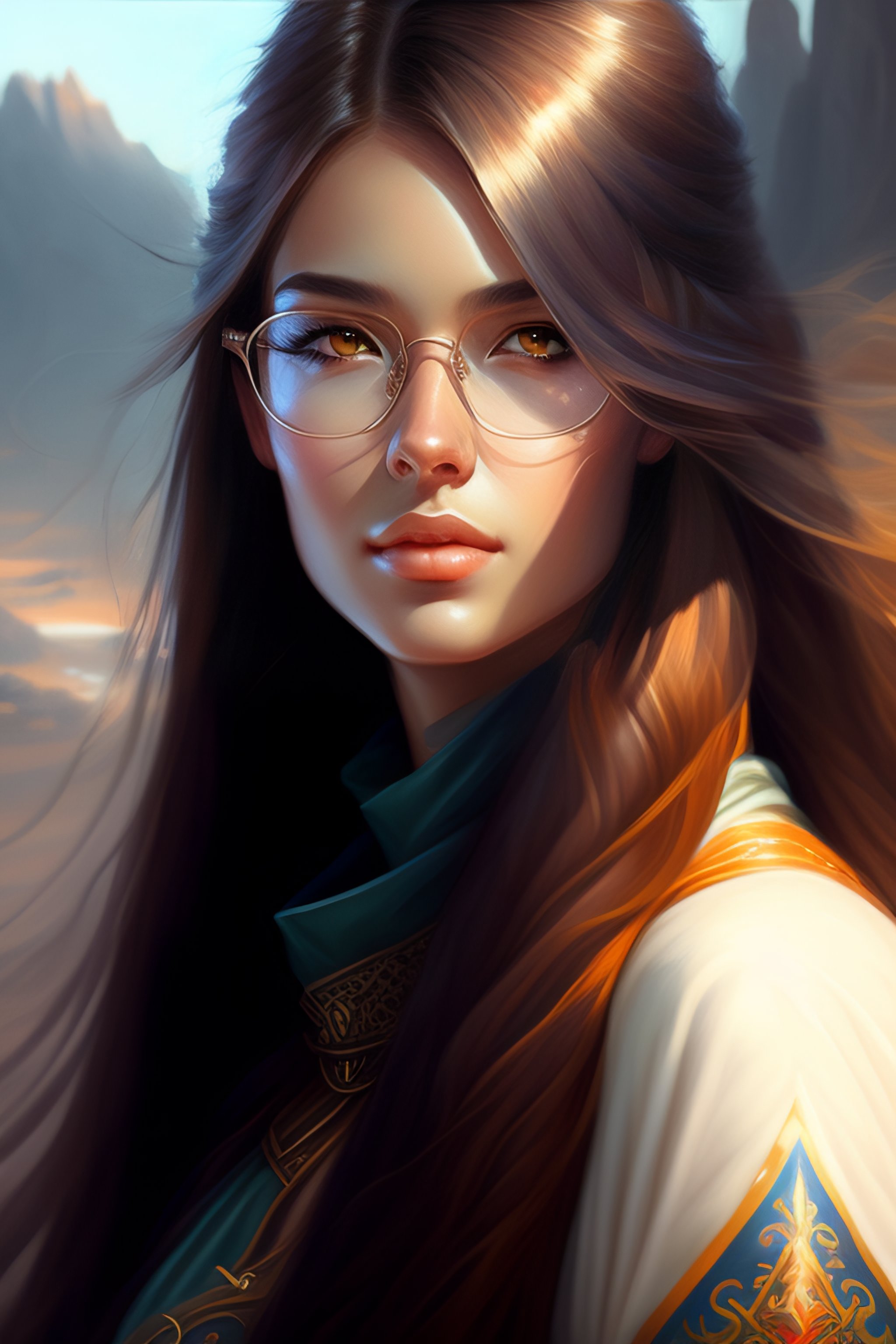 Lexica - Girl with long straight hair, fantasy style, portrait ...
