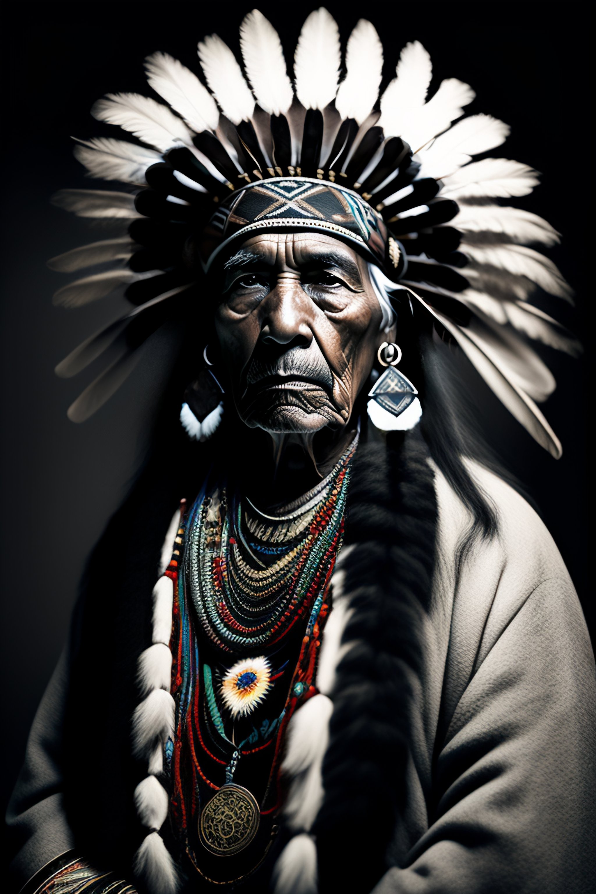 Lexica - Stoic native american elder in a rembrandt style with ...