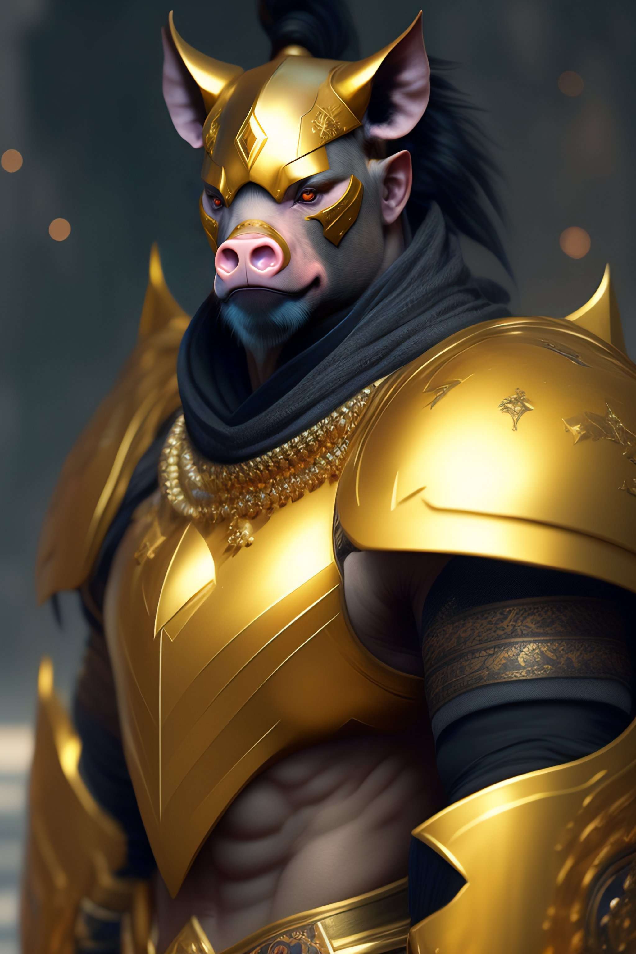 Lexica - A portrait of humanoid pig man with a scar on their eye ...