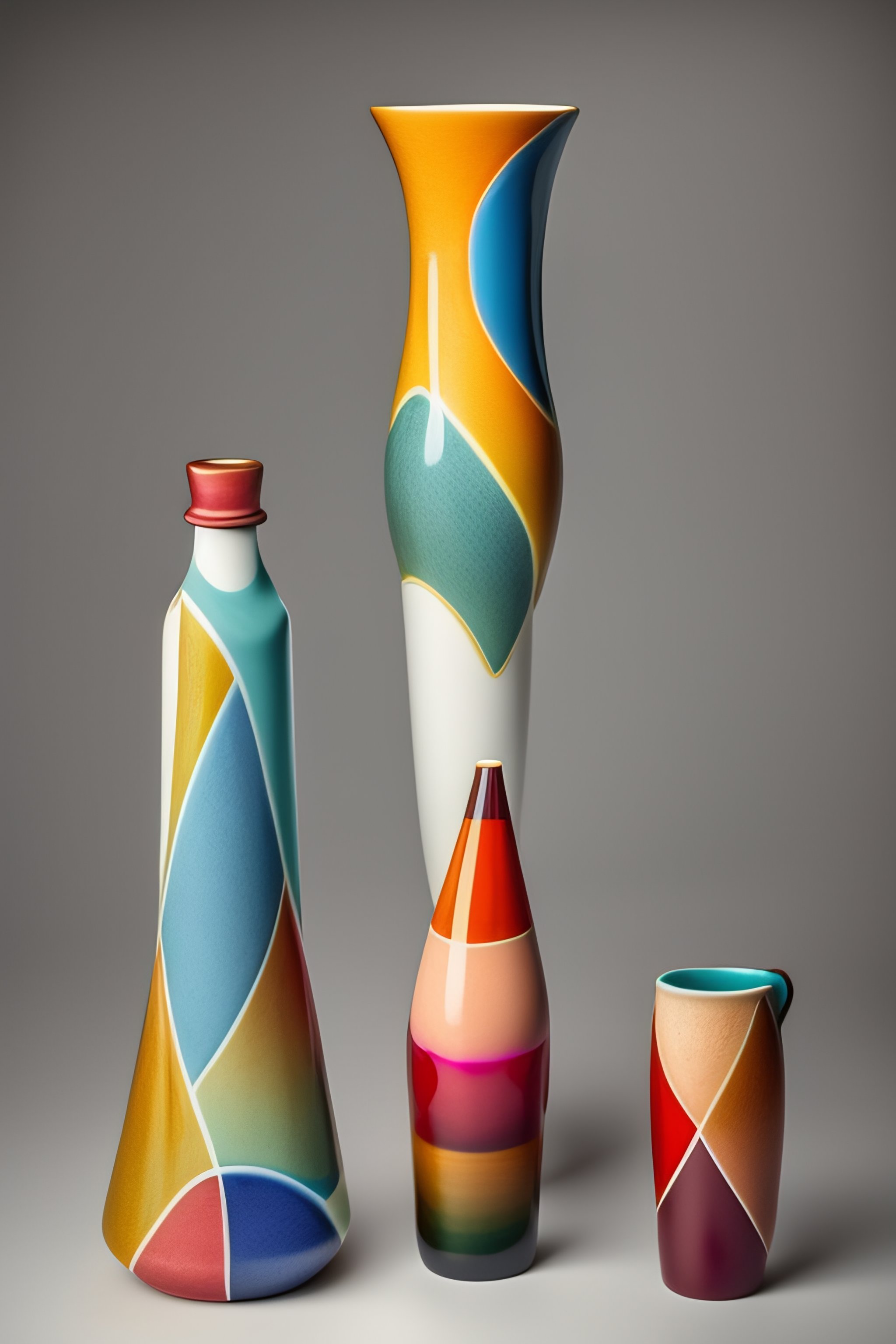 Lexica - Beautiful ceramics studio photograph of a colorful geometric ...