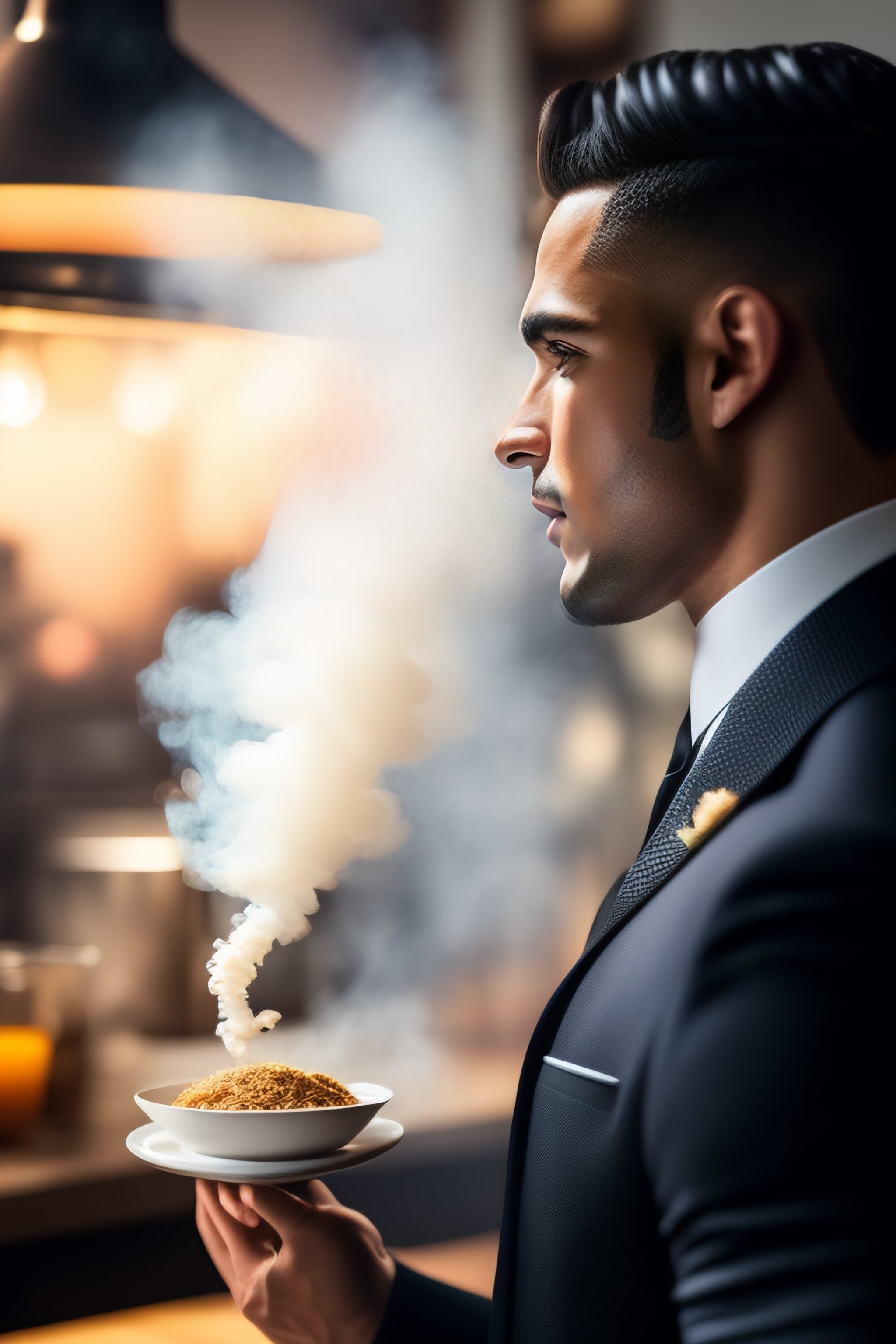 Lexica - The waiter call button and there is smoke around