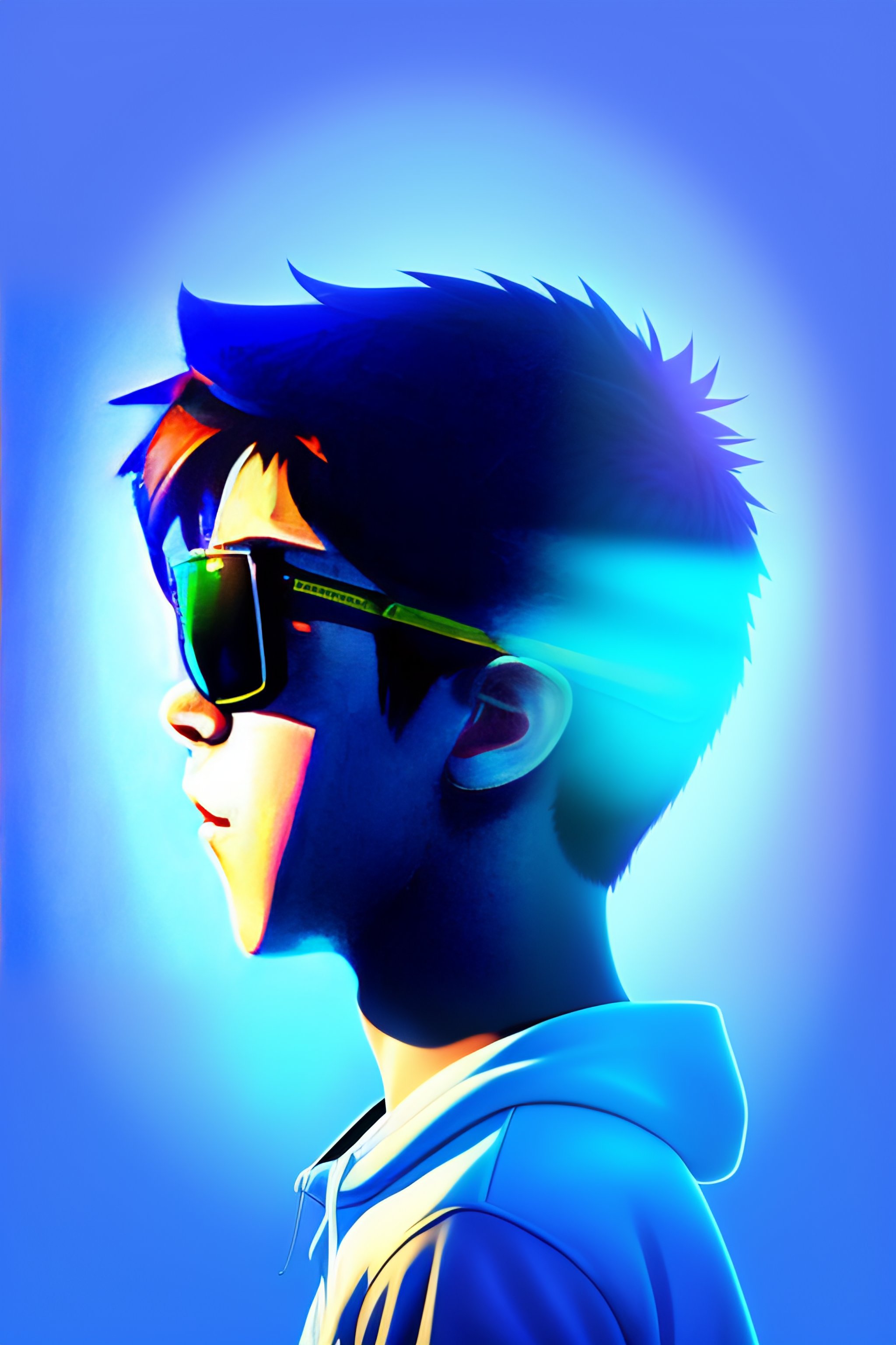Lexica - A silhouette of a gamer boy, cartoon style, blue background ...