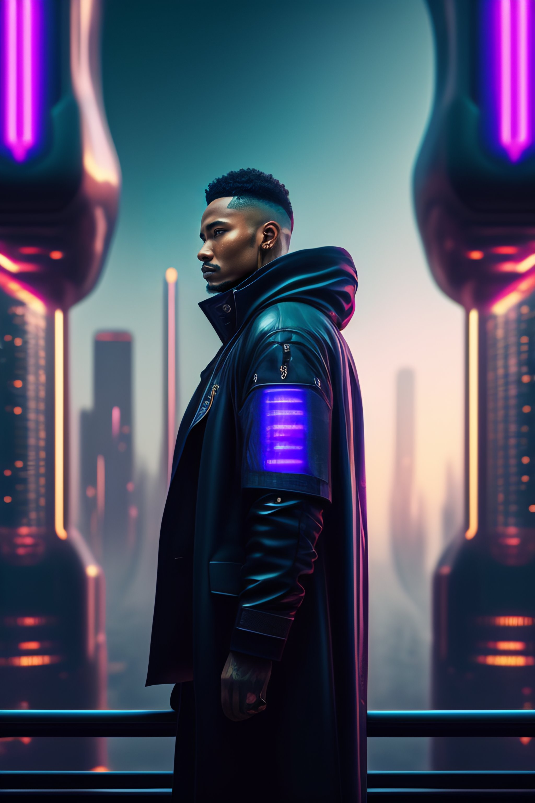 Lexica - Portrait of a Cyberpunk in a futuristic city in 2057