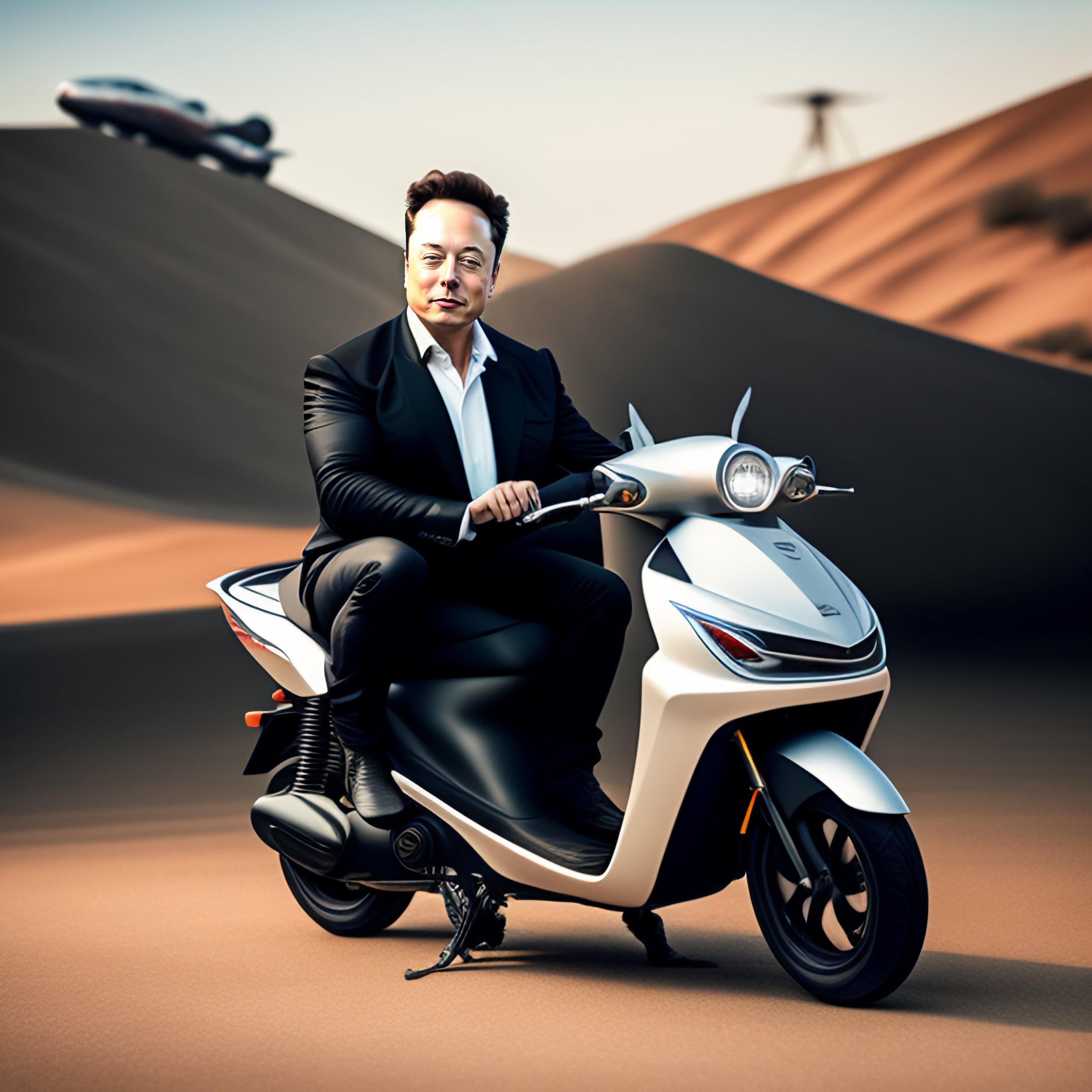 Lexica - Elon Musk sitting on scooter