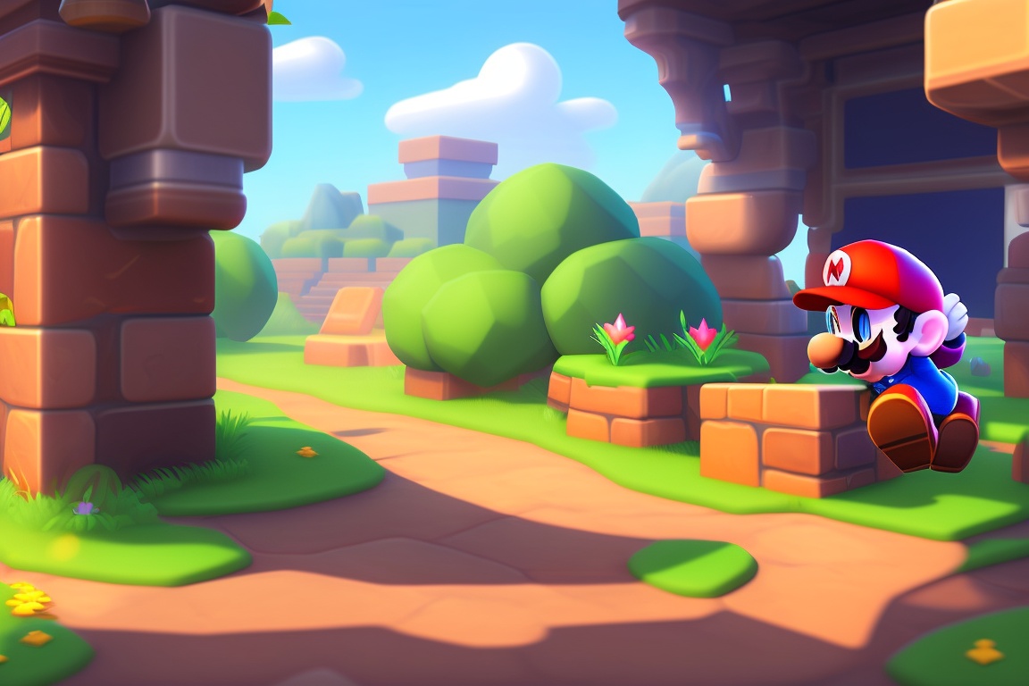Lexica - 2D illustration, daylight, mario platform game