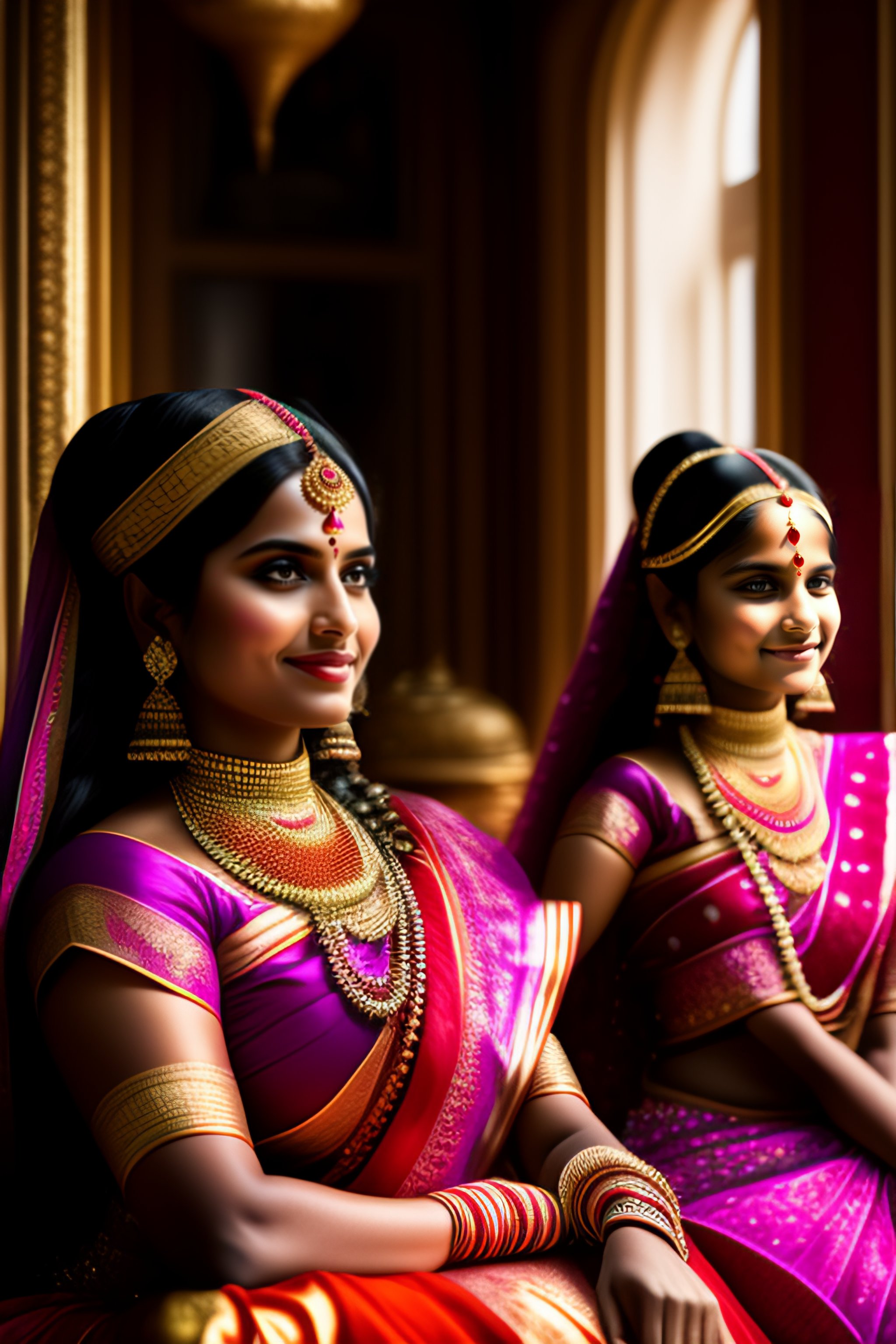 Lexica - Incredibly beautiful indian princesses scattered in the palace ...