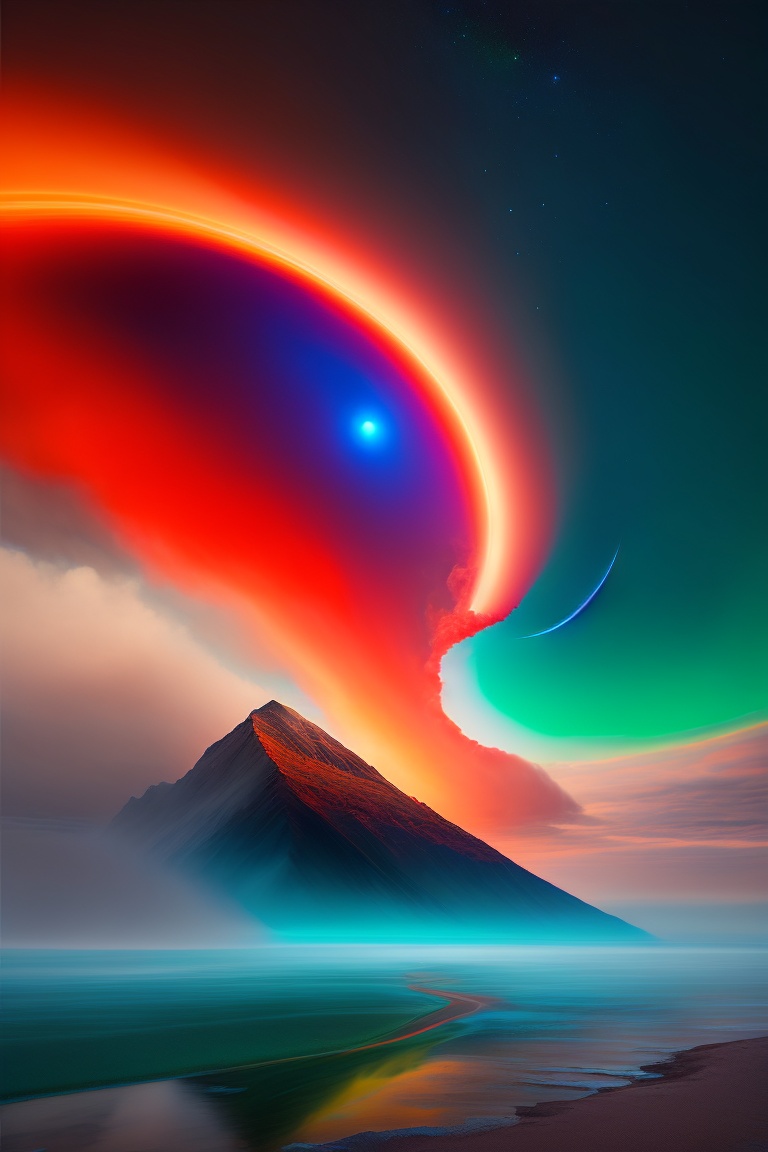 Lexica - A giant red hot meteor with a long trail barreling through the ...