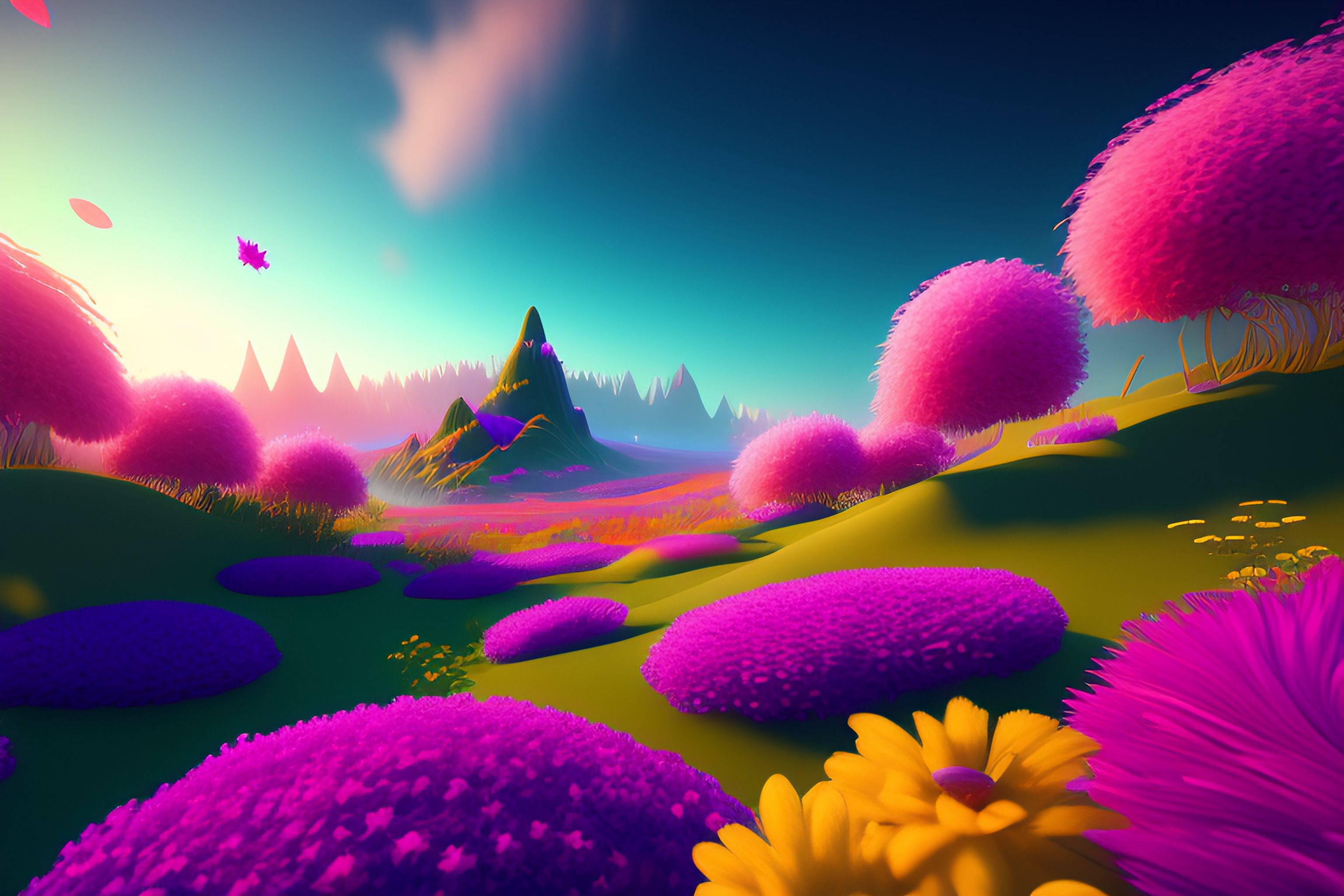 Lexica - First person perspective digital illustration of a field of ...