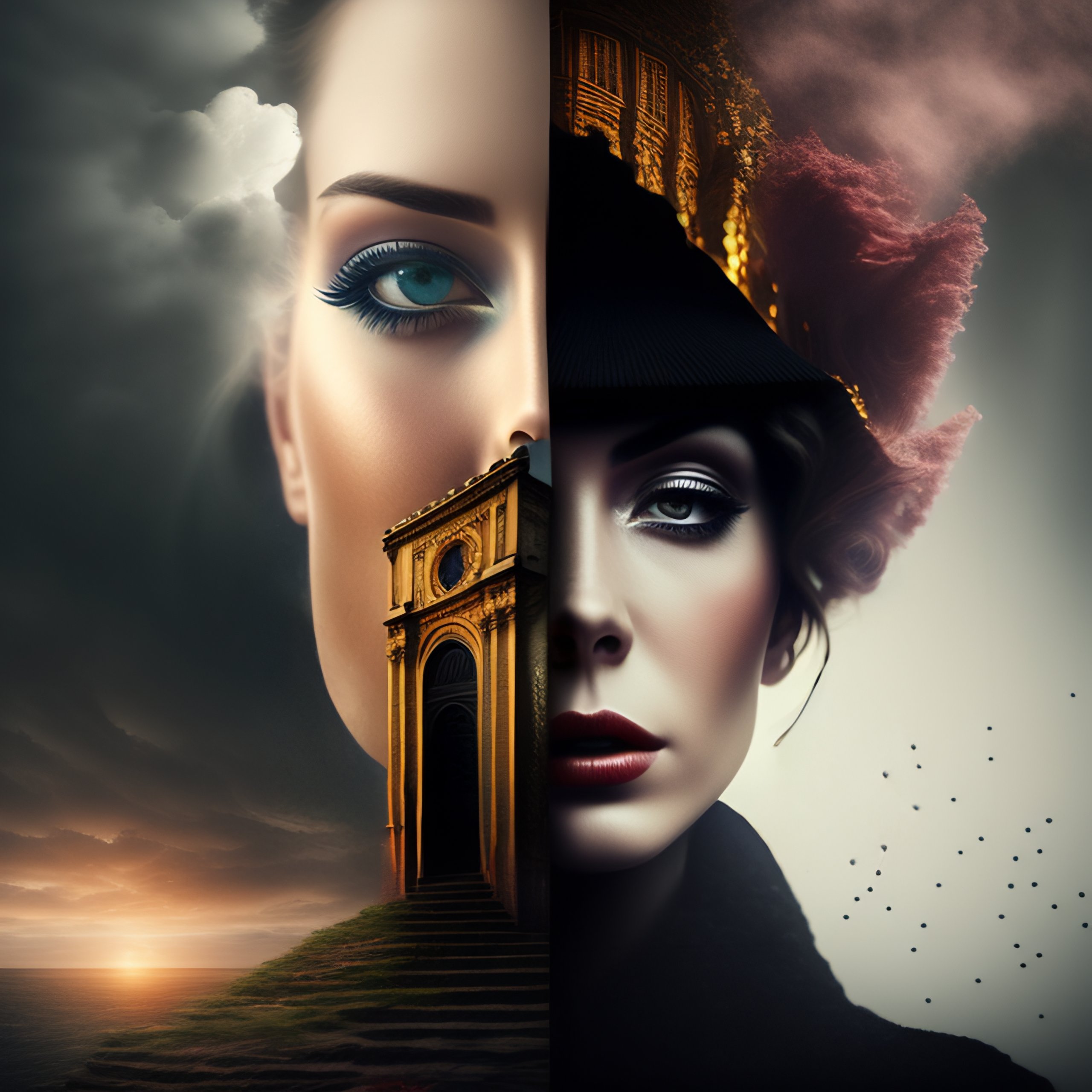 Lexica - Surrealism dark emotional and romantics paimt and brick double ...