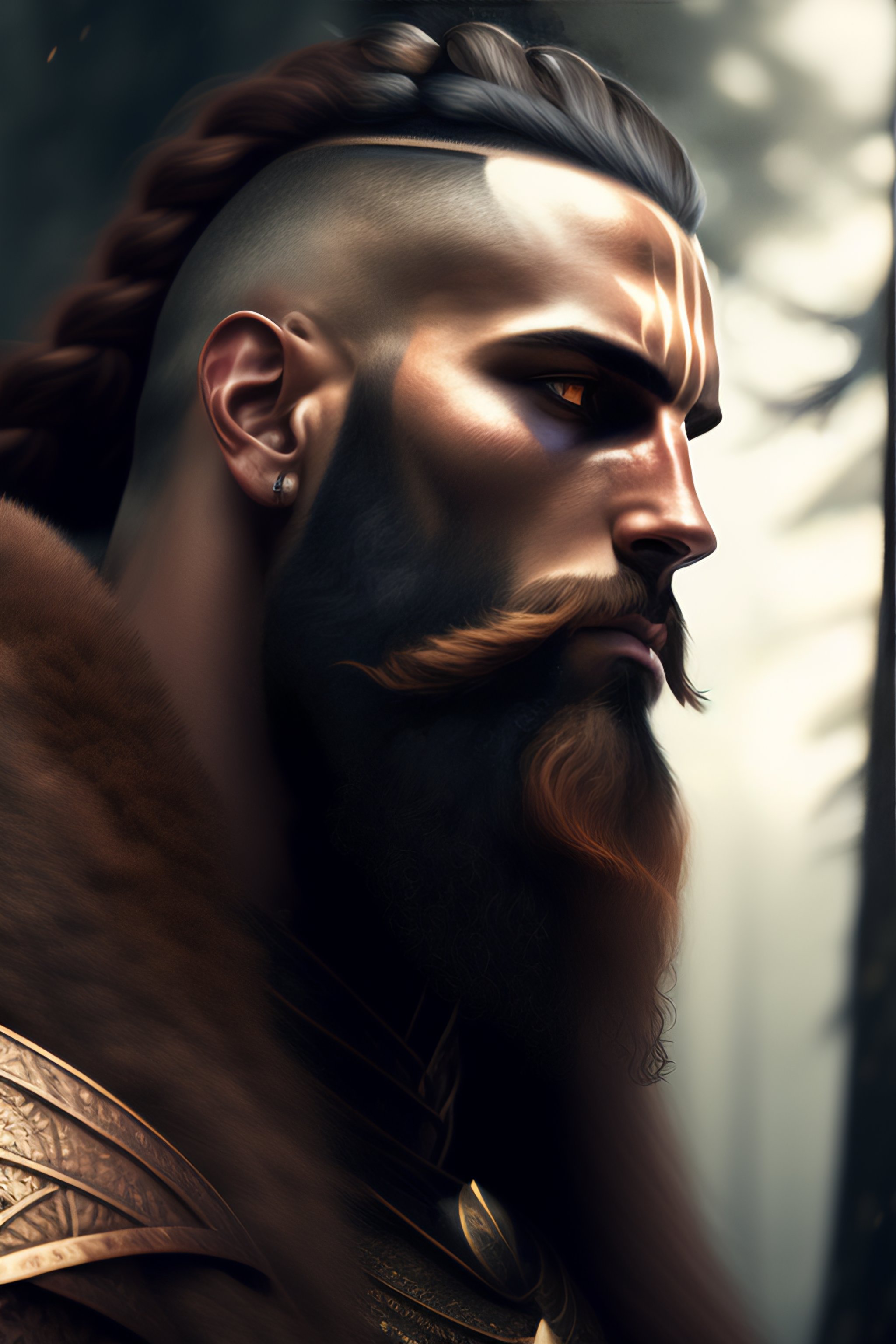 Lexica - Portrait of a gigachad Viking warrior ready for battle, forest ...