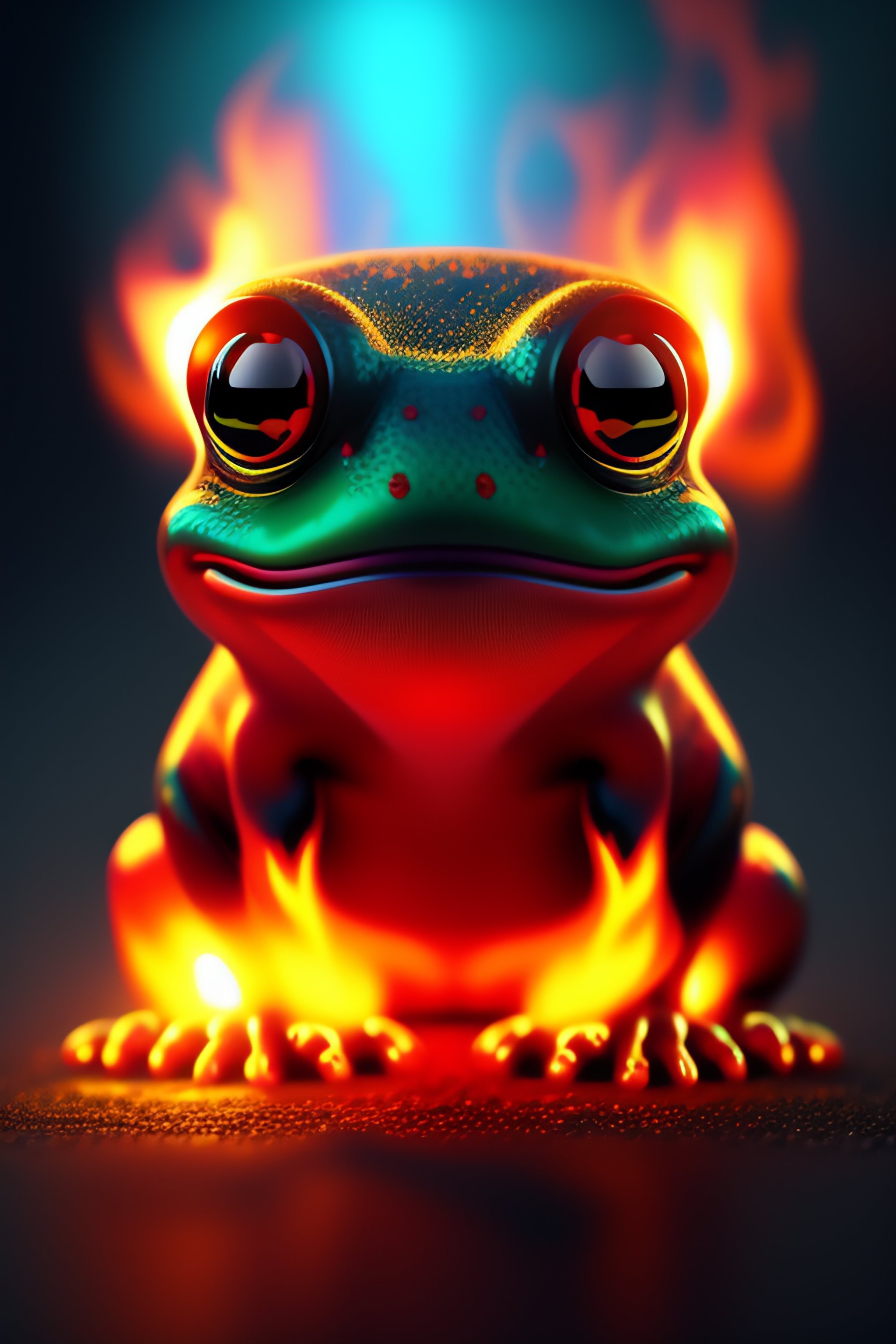 Lexica - Crazy frog on fire volumetric lighting 8k
