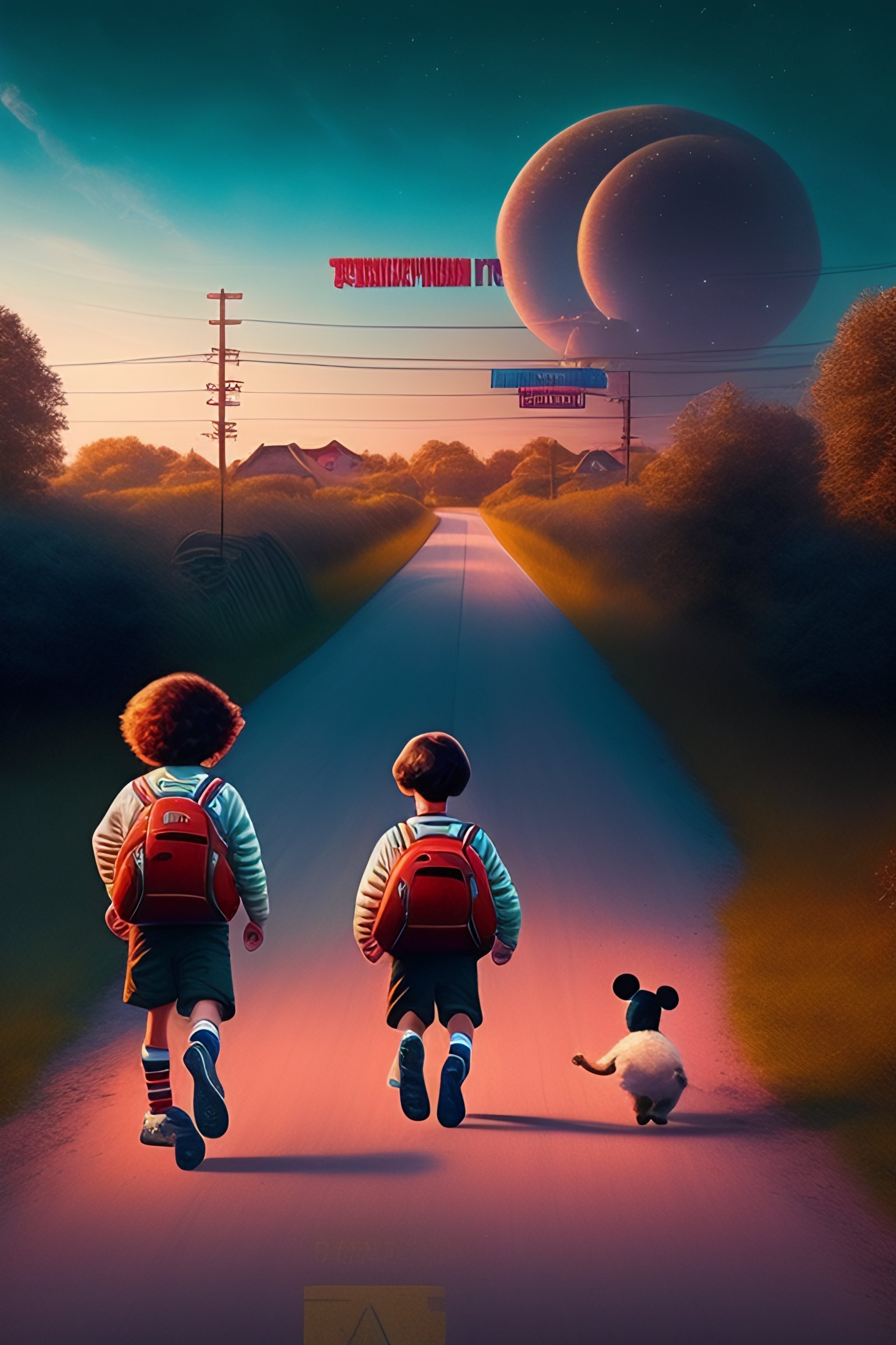 Lexica - Stranger things kids running away from mickey mouse