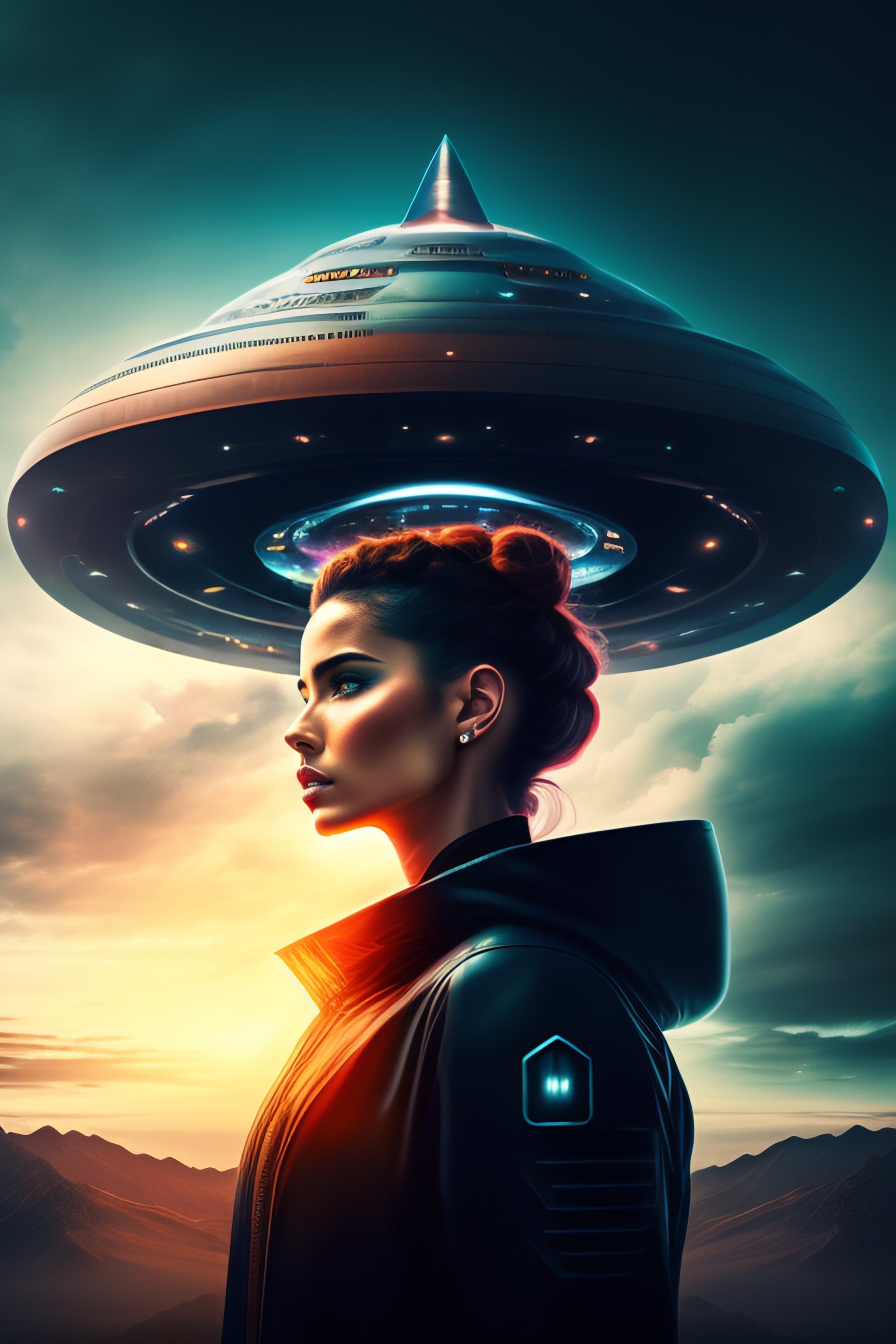 Lexica - Distopic future, alien space ship above the sky, earth as a ...