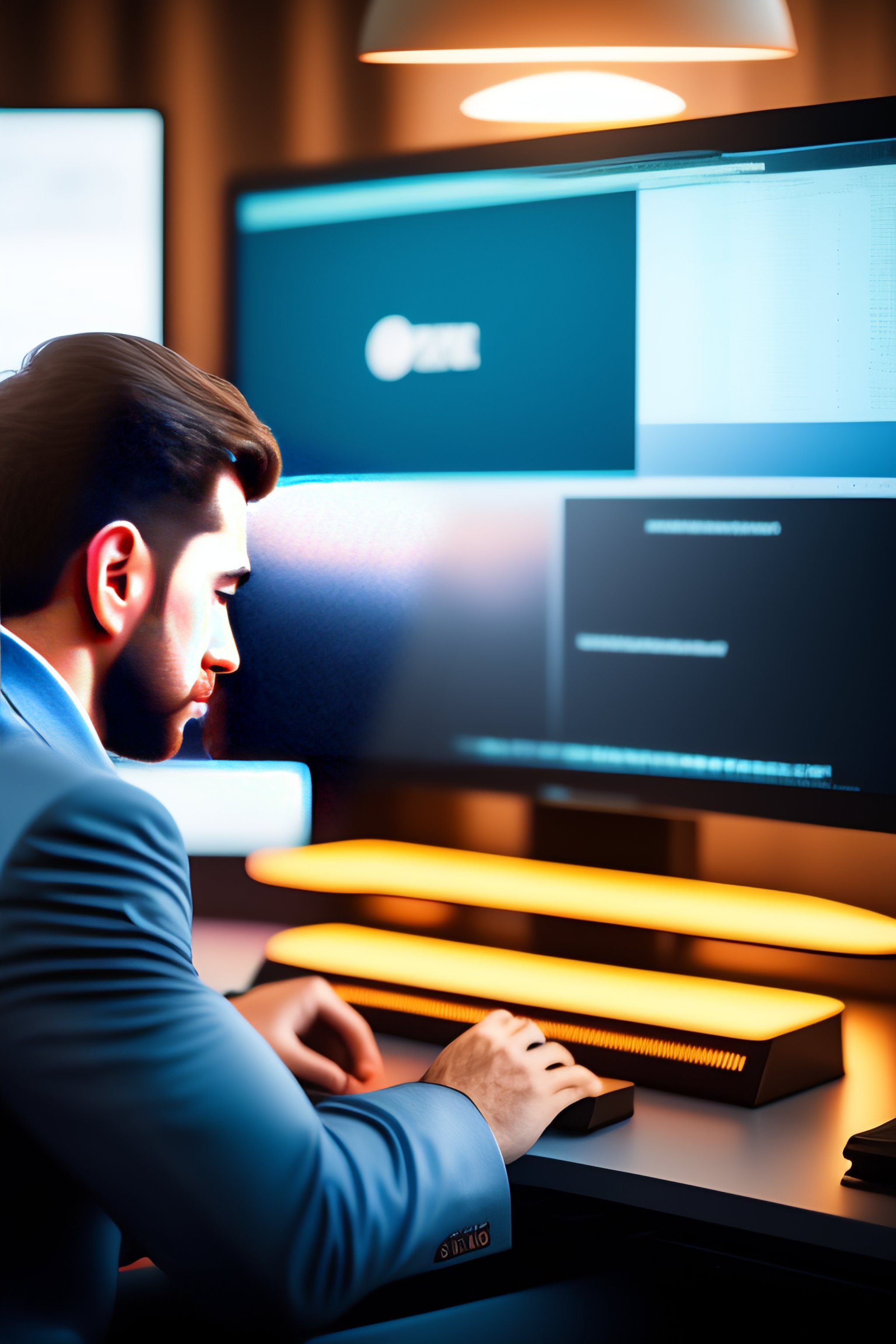 Lexica - Programing on desk with high tech computer