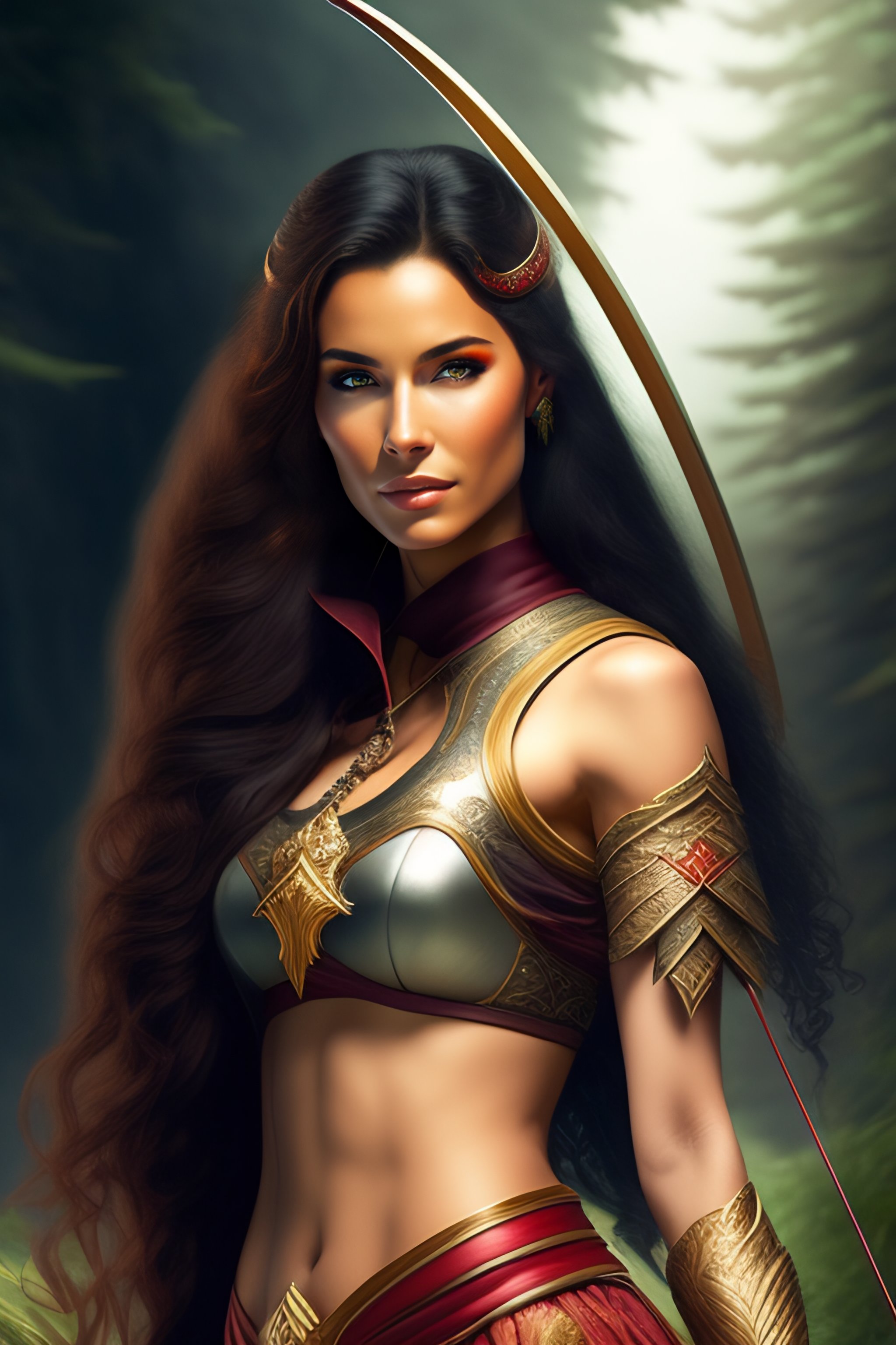 Lexica - Slim female, fantasy, archer with bow in hand