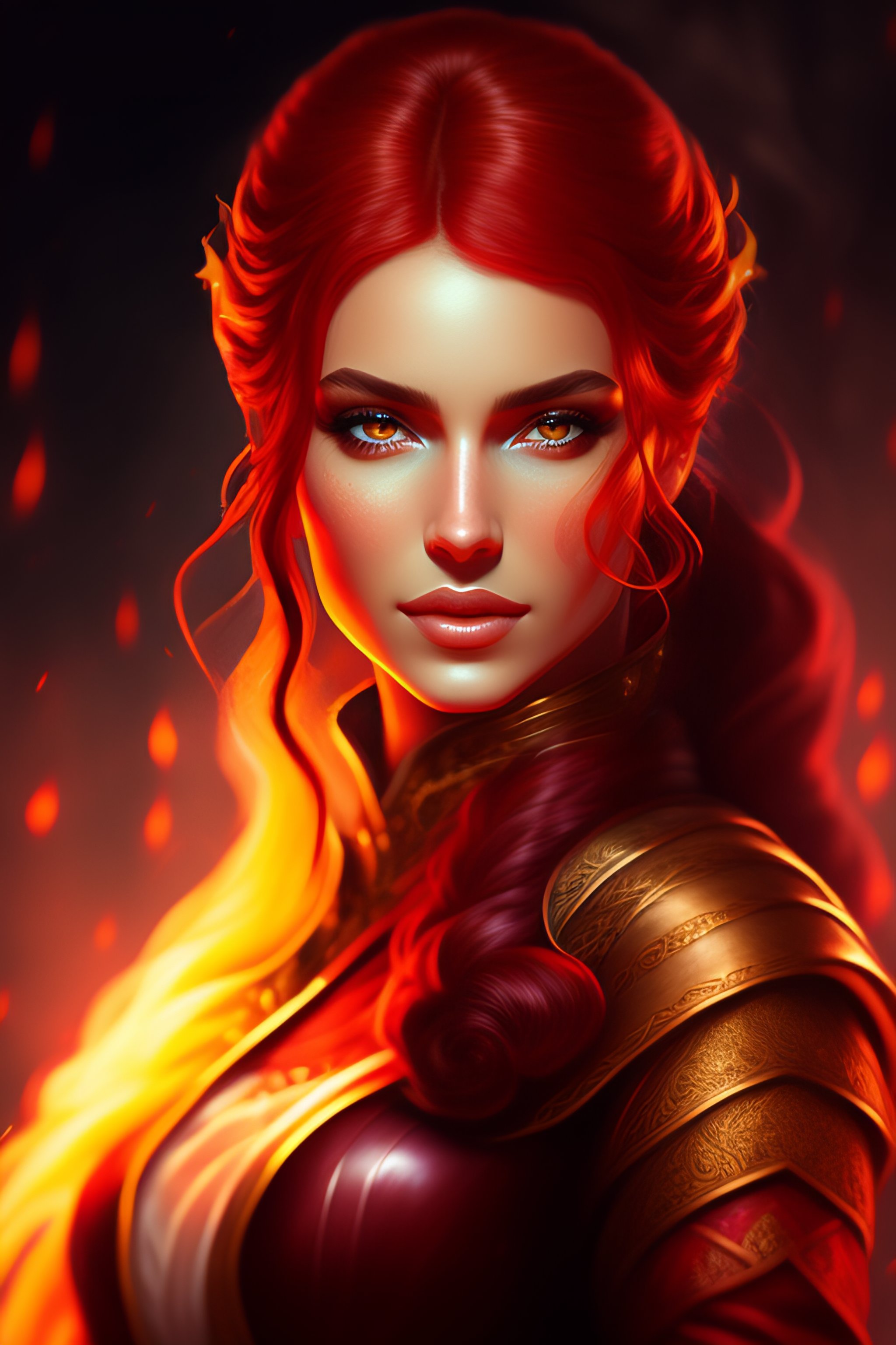Lexica - Portrait of a beautiful woman surrounded by fire, portrait of ...