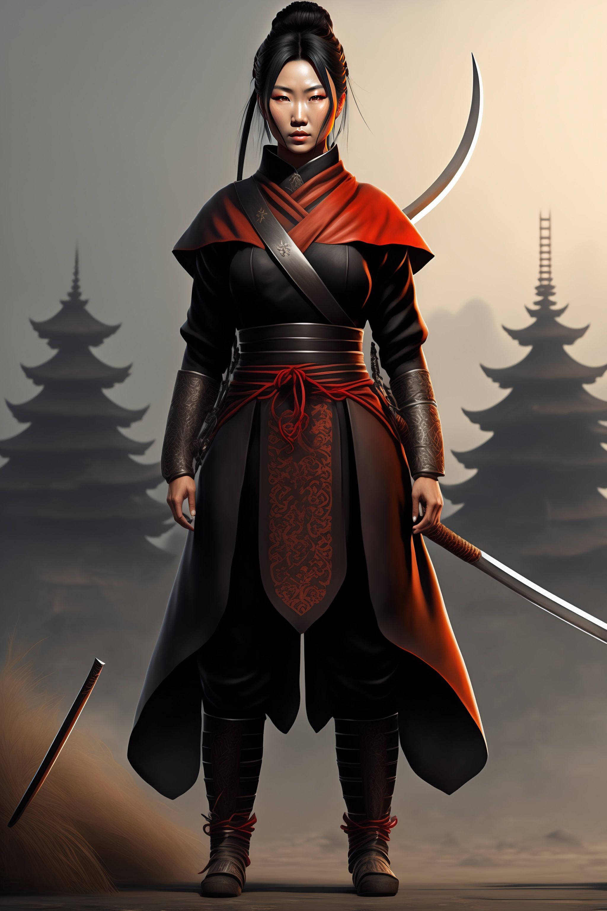 Lexica - Concept art of a japanese ninja woman, cotton clothing ...