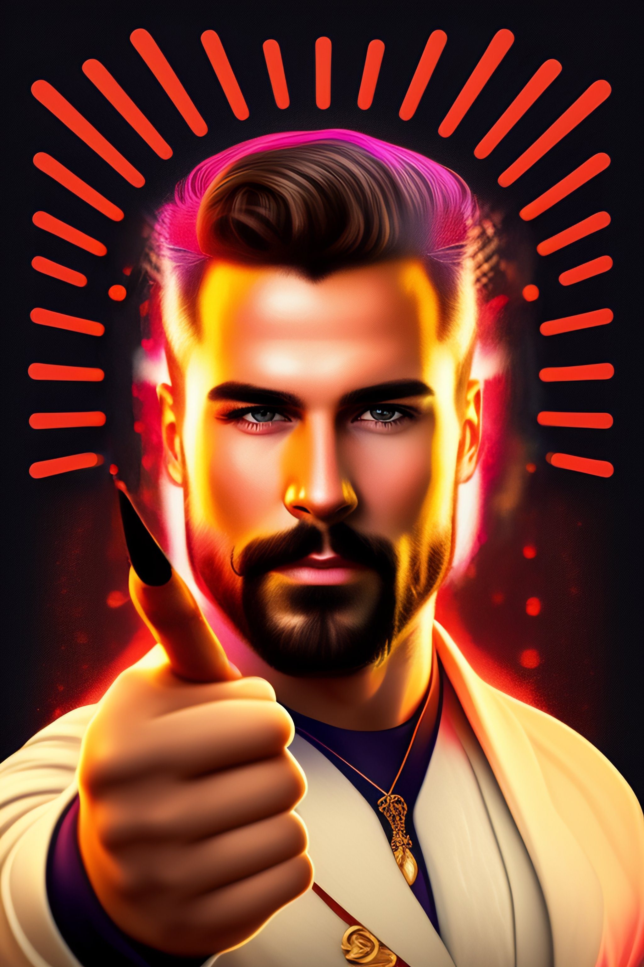 Lexica - Digital illustration of a man with his two middle fingers up