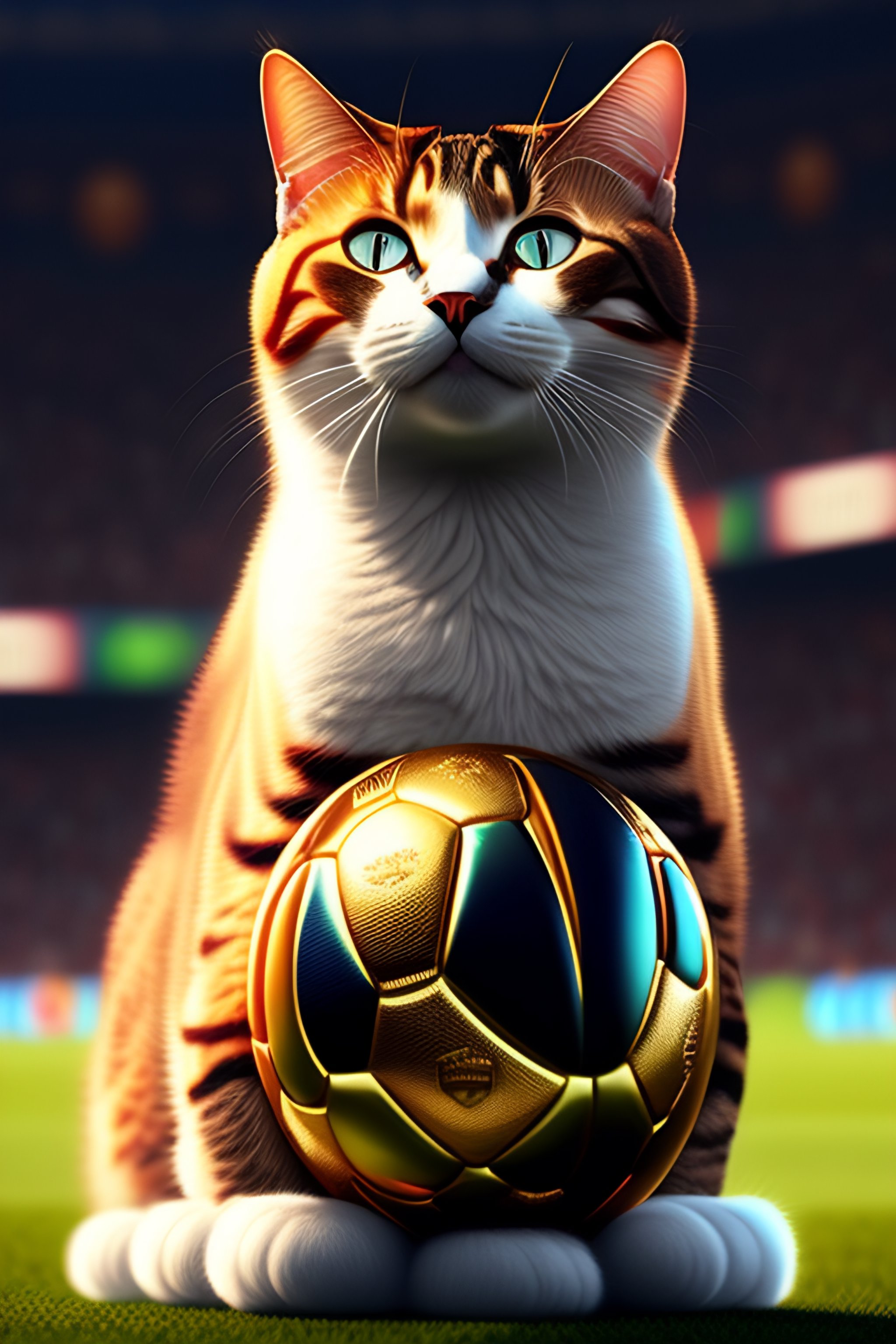 Lexica - A cat with Lionel messi and the world cup