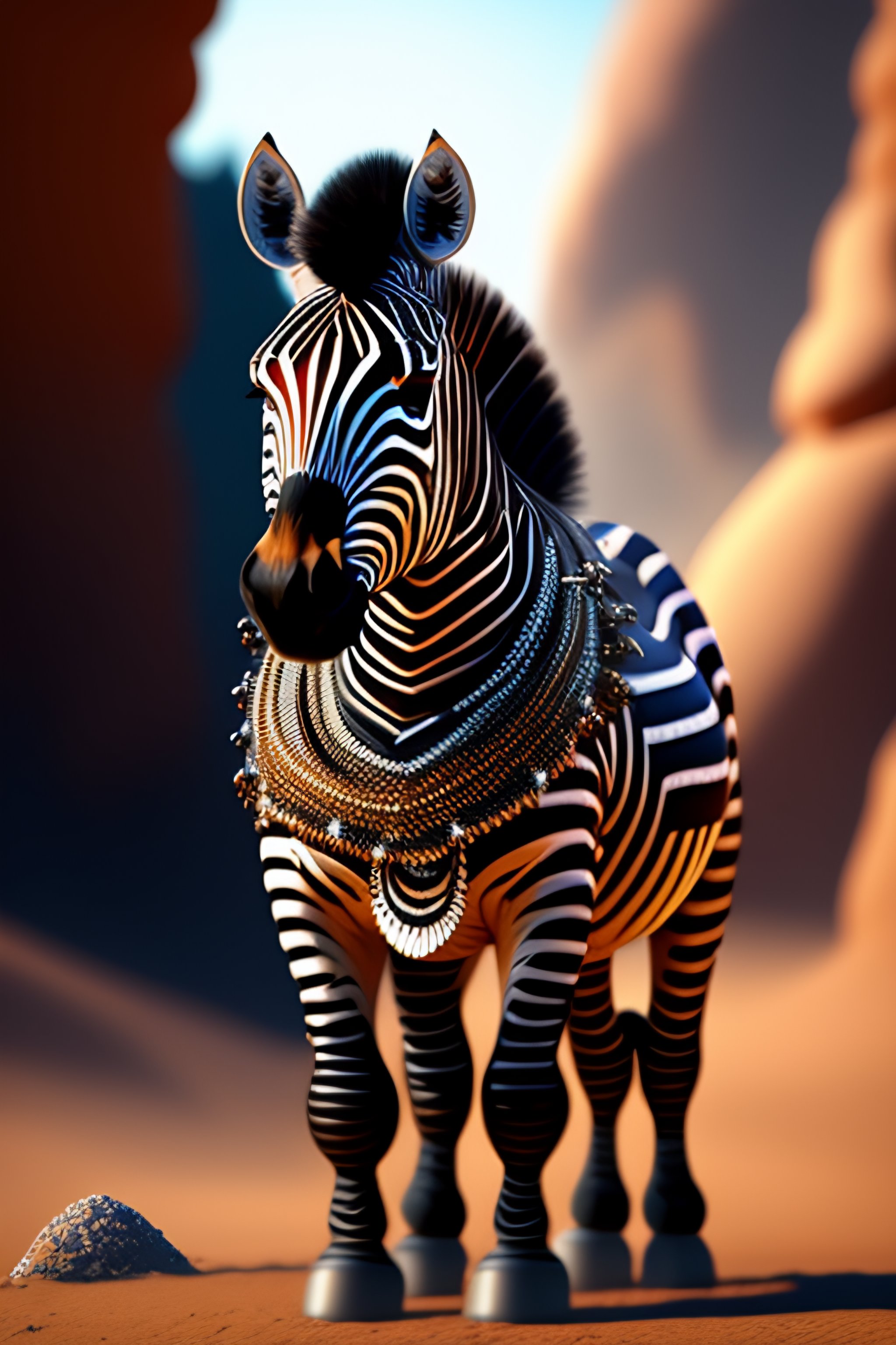 Lexica - Zebra pixar cute hd 4k realistic 3d warrior armor space