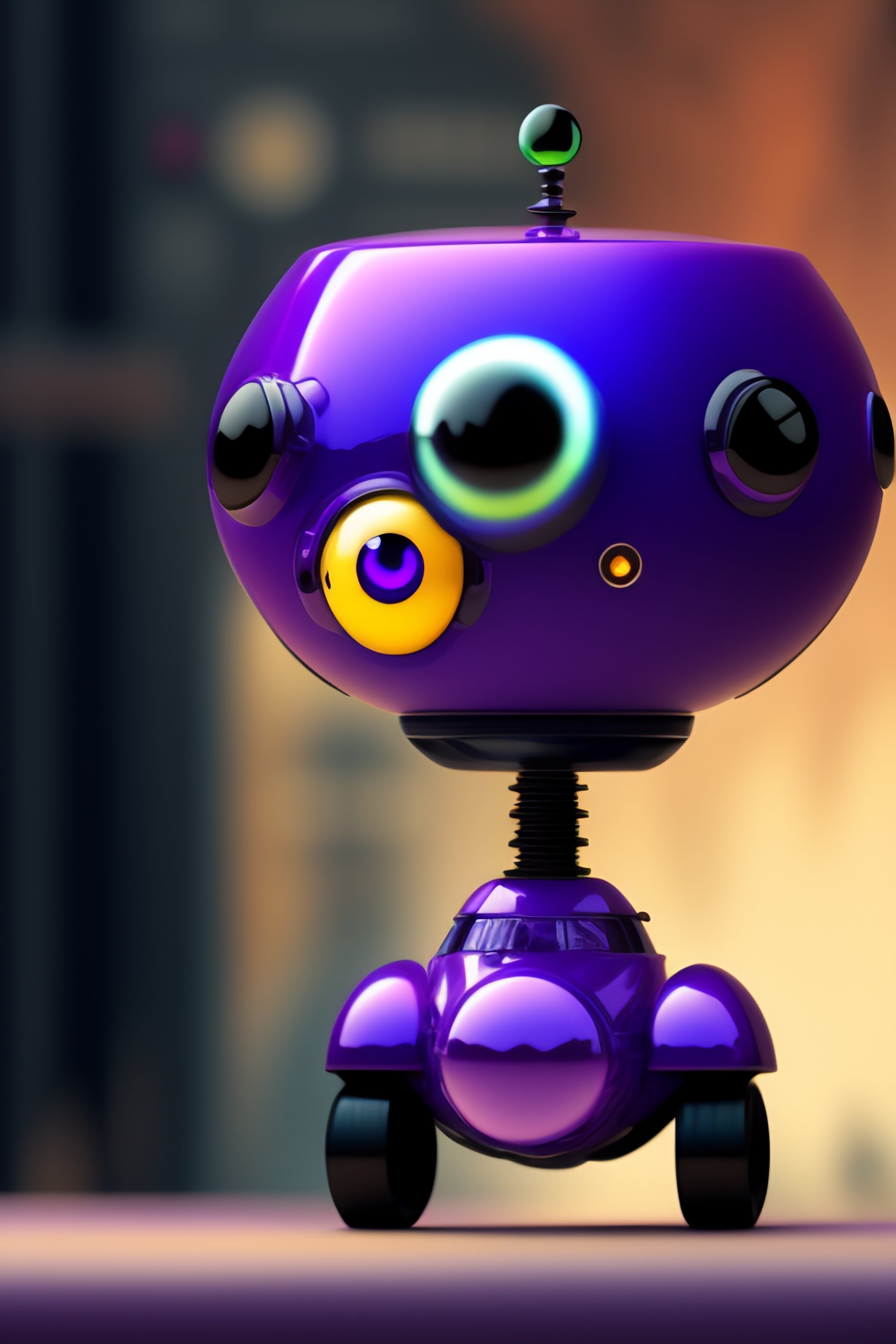Lexica - A violet robot with big eye surounded by atoms