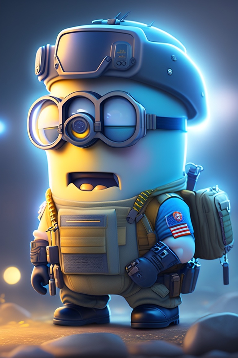 Lexica - A minion at the frontlines in the army at night with his ...