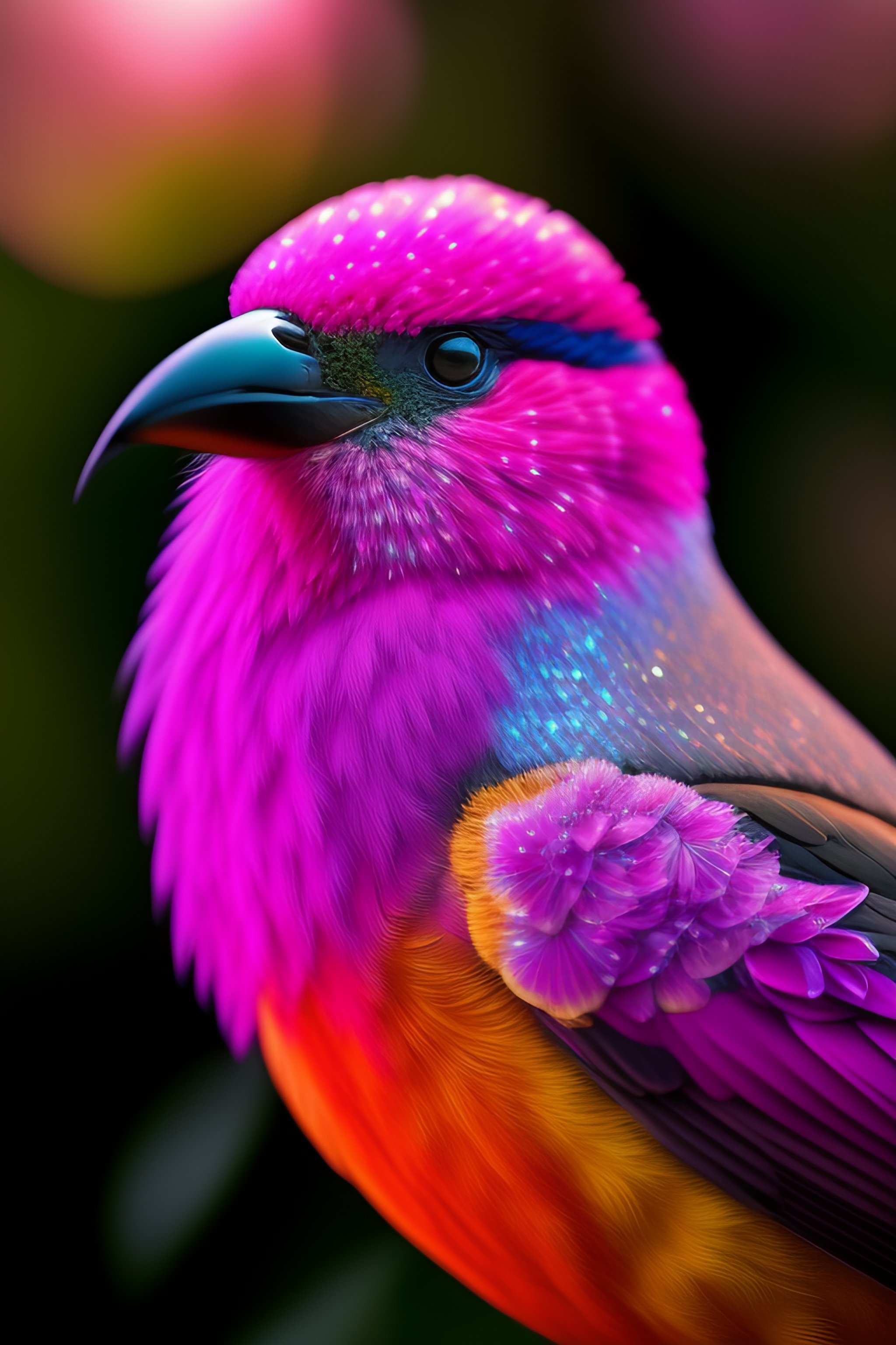 Lexica - Shimmering sparkling crystalline magenta bird, gorgeous ...