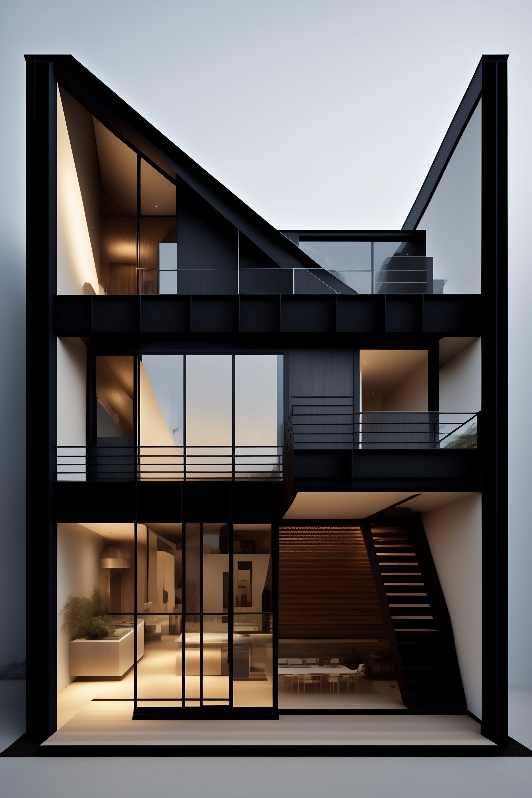 Lexica - Architecture cross-section of a house made of black metal ...