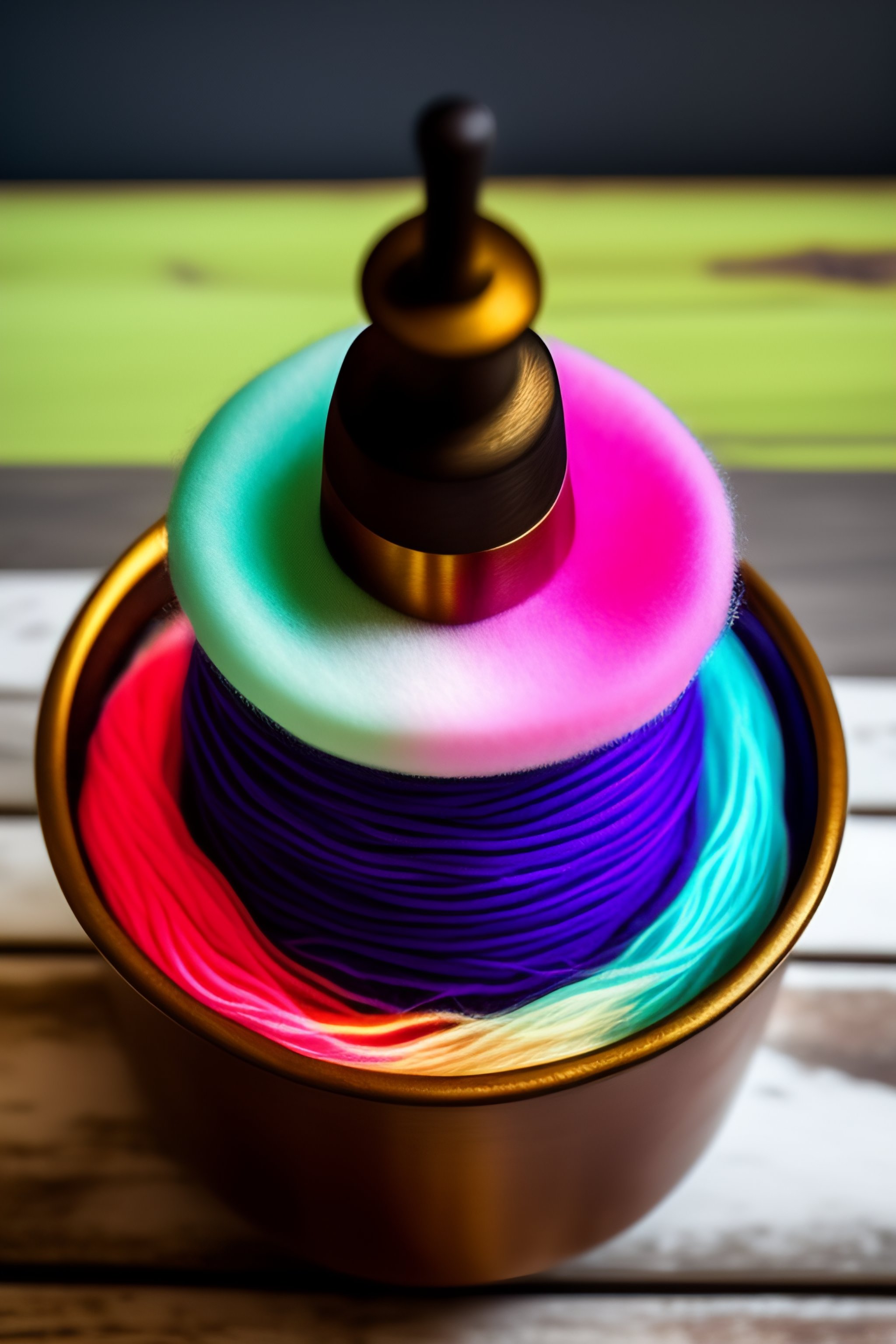 Lexica - Spindle with wool of different colors coming out of a steel ...