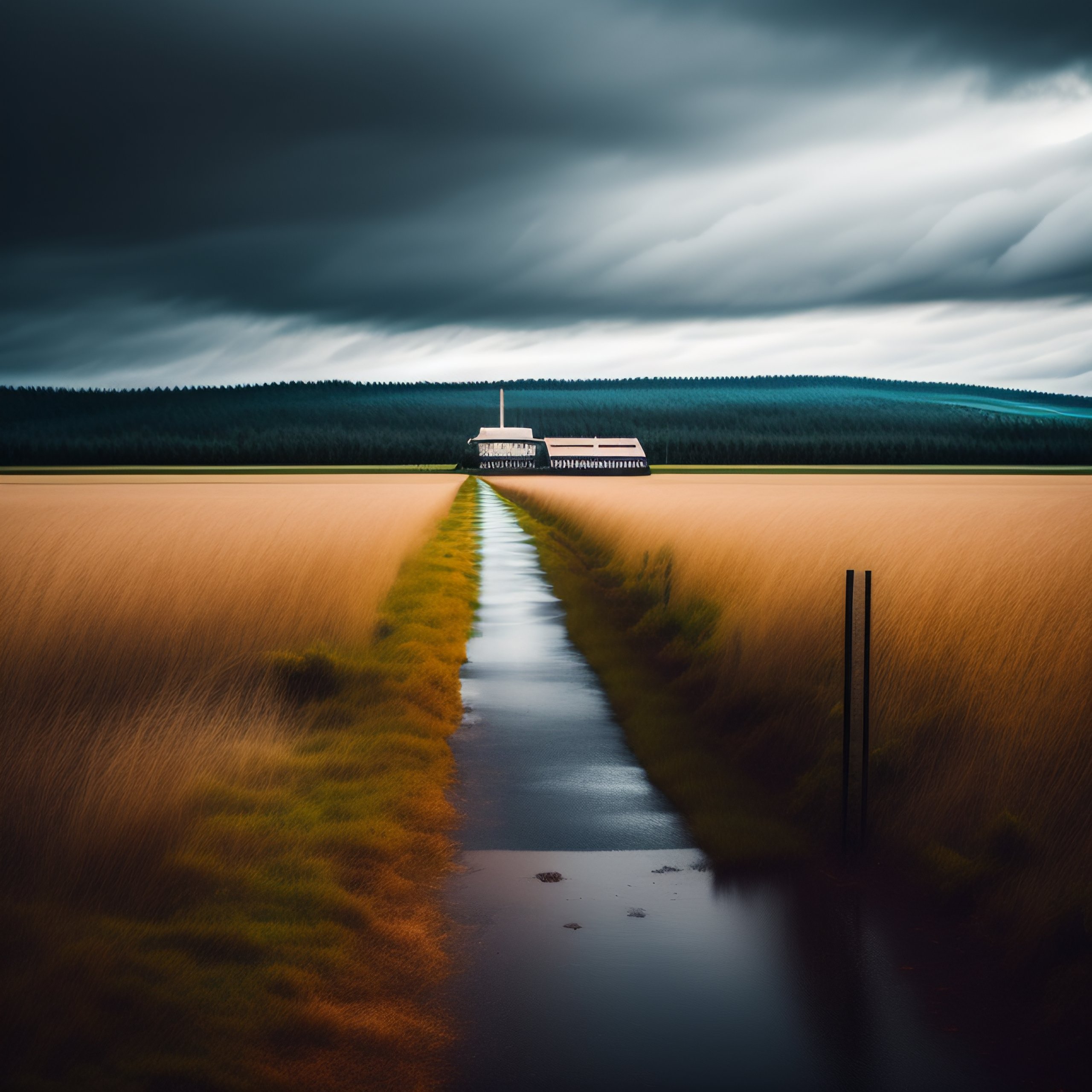 Lexica - A military base in an open field on a rainy day