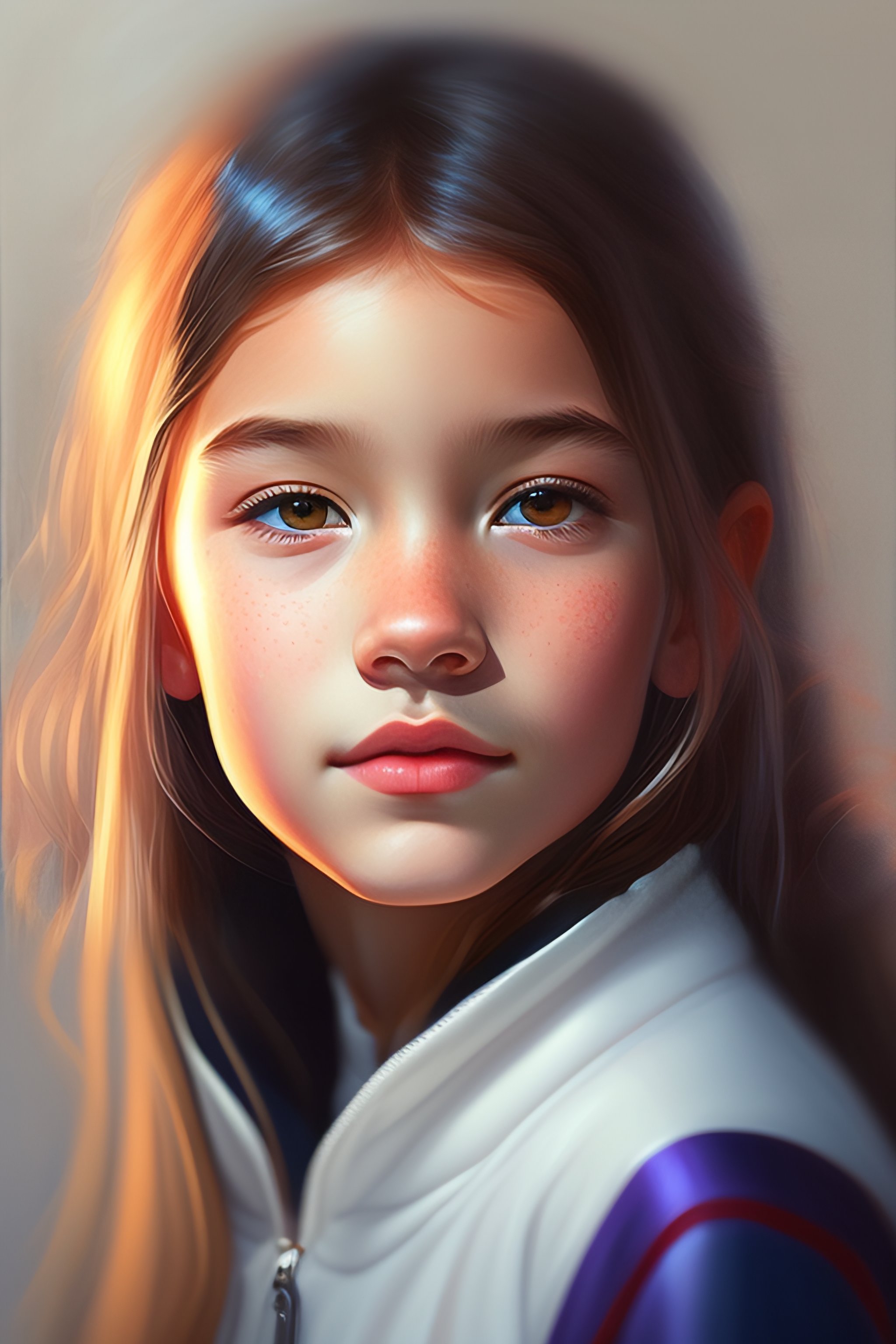 Lexica - Portrait of A thin ten years old girl, sportware, digitalpainting, artstation ...