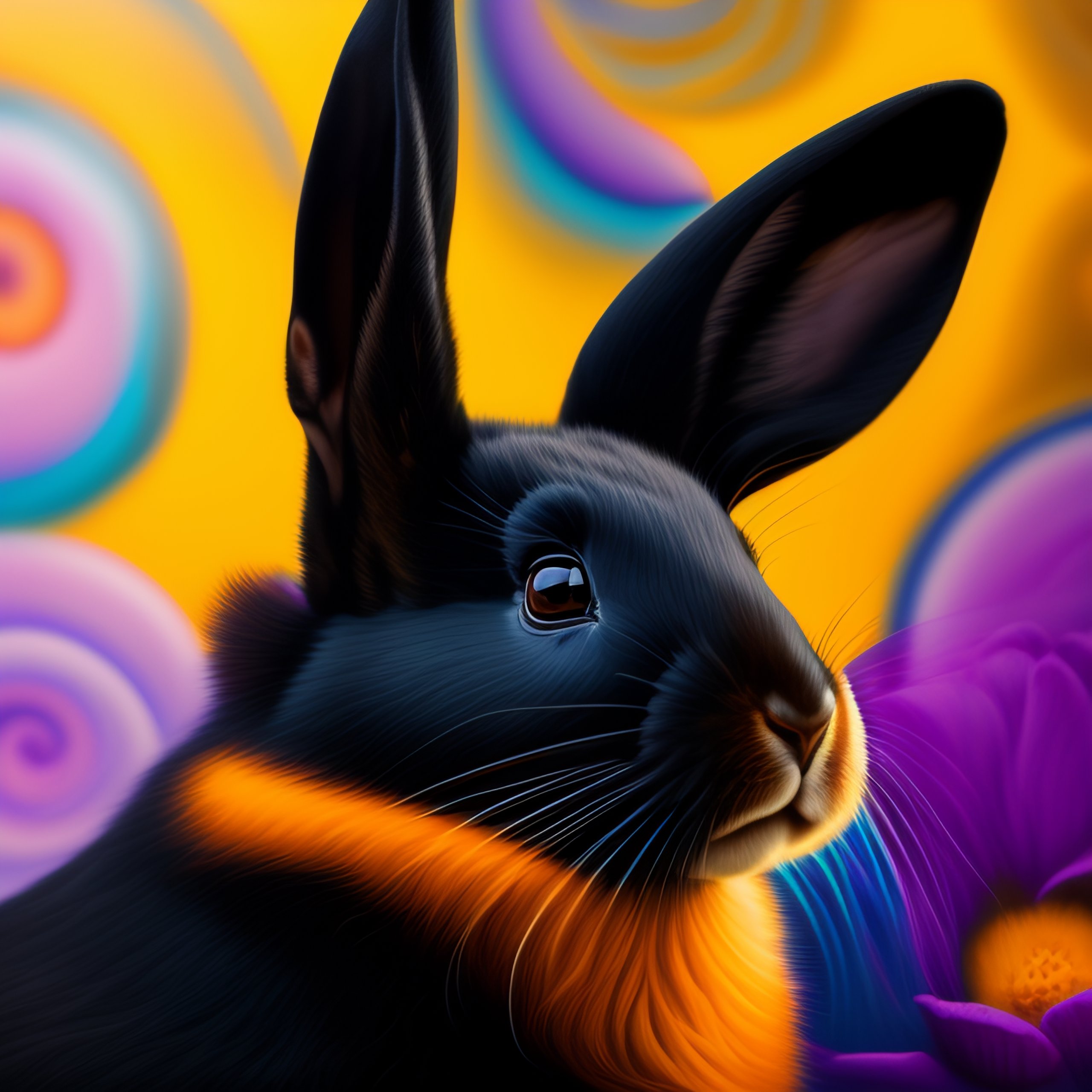 Lexica - Black rabbit, bitcoin ear ring, oil painting