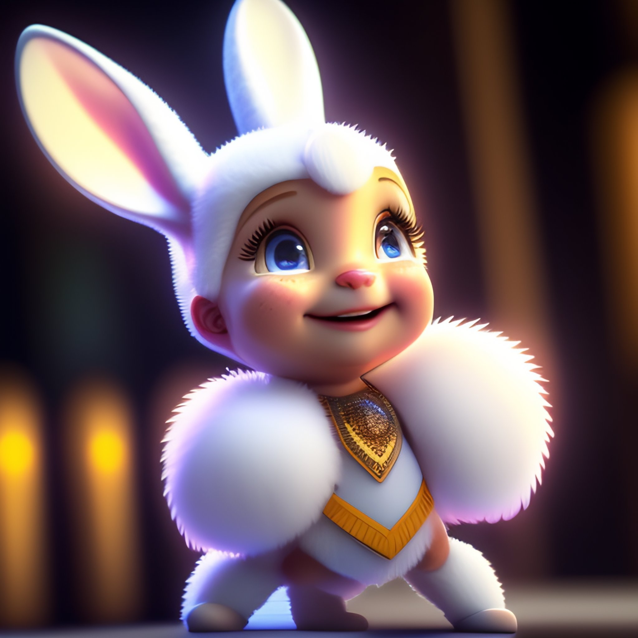 Lexica - Pixar style, super happy smile cute standing white fairy bunny ...