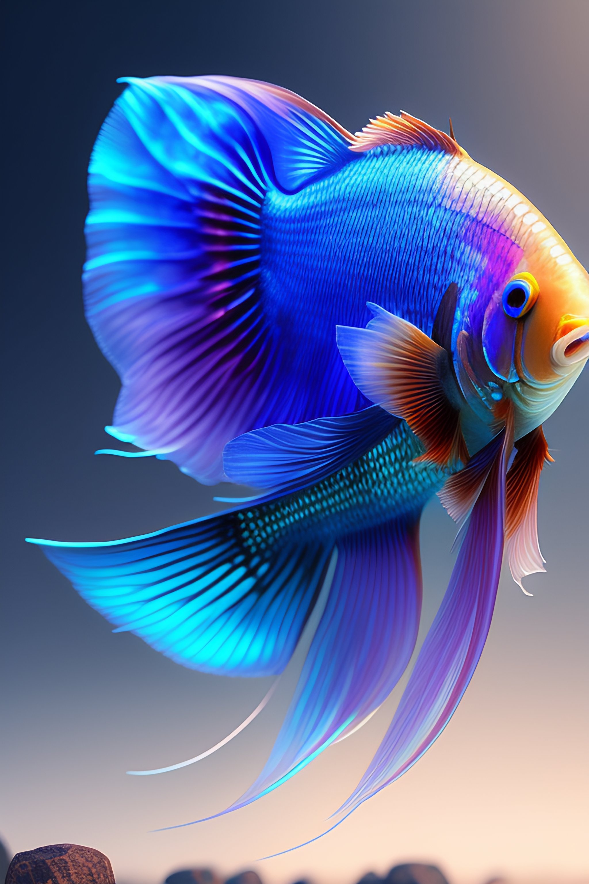 Lexica - Robotic cyber punk mecha Betta fish, fantasy art