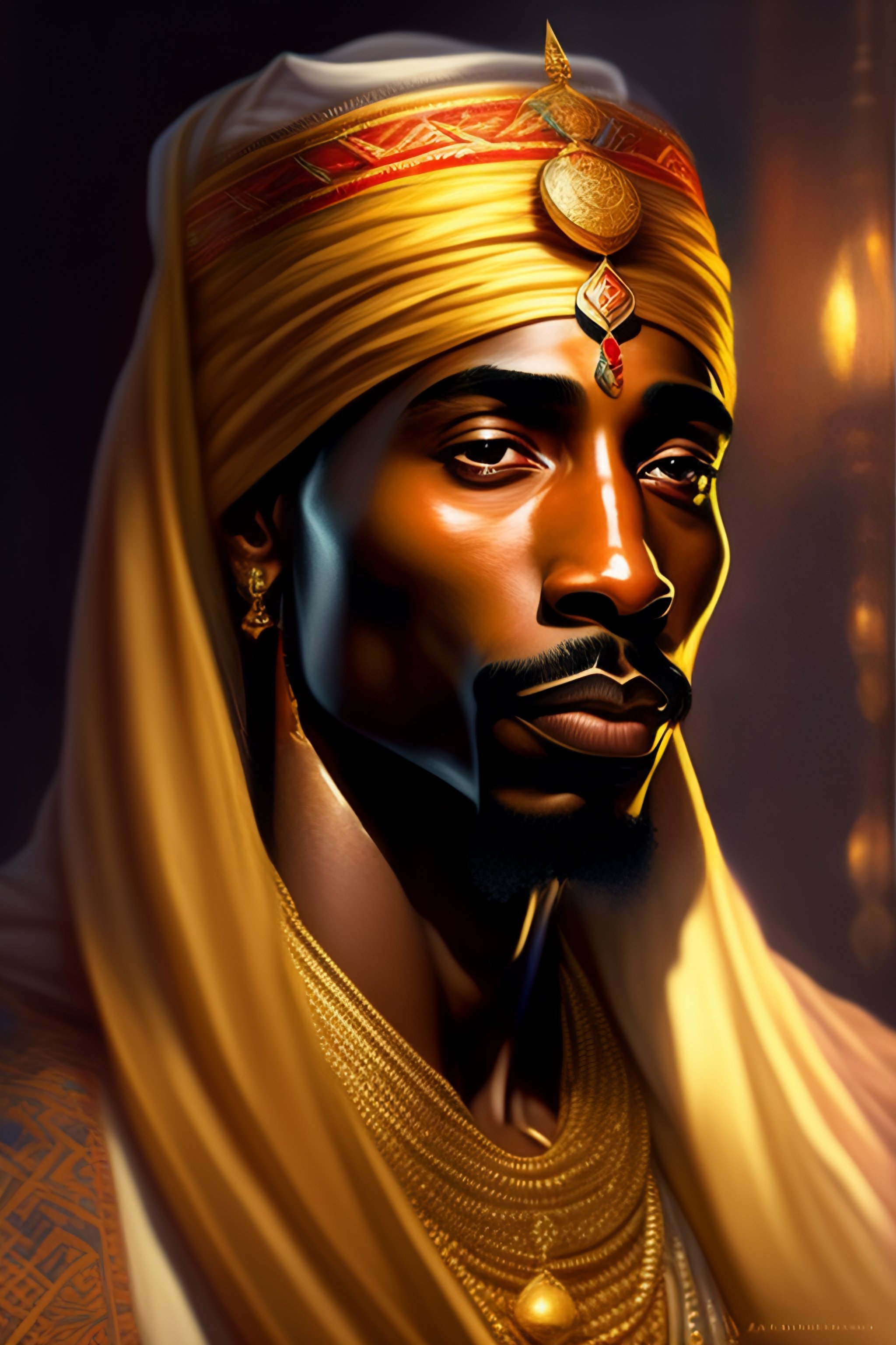 Lexica - Tupac shakur in Egyptian clothing style, highly detailed ...