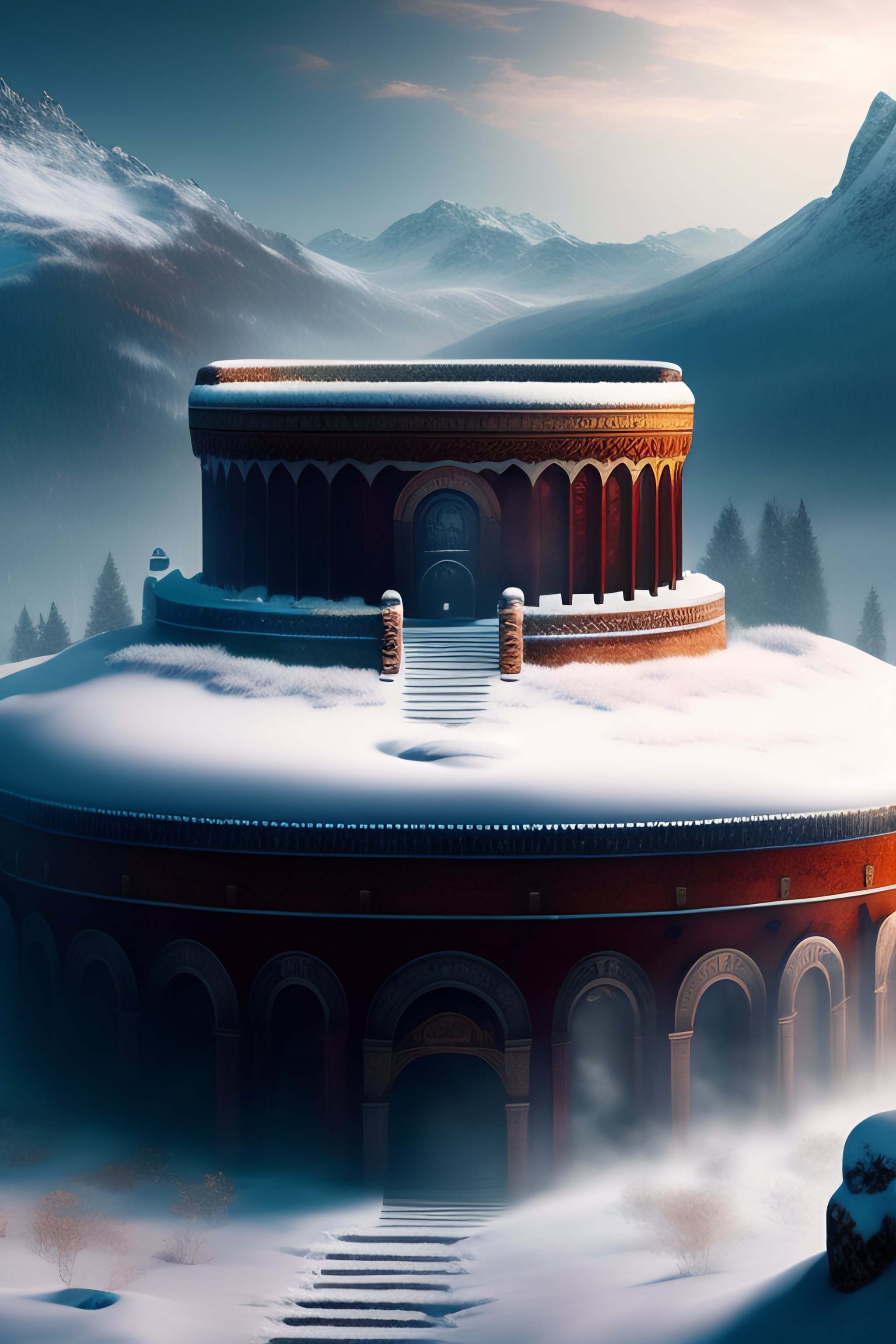 Lexica - Fantasy, beautiful, artistic, snowy roman gladiator arena atop ...