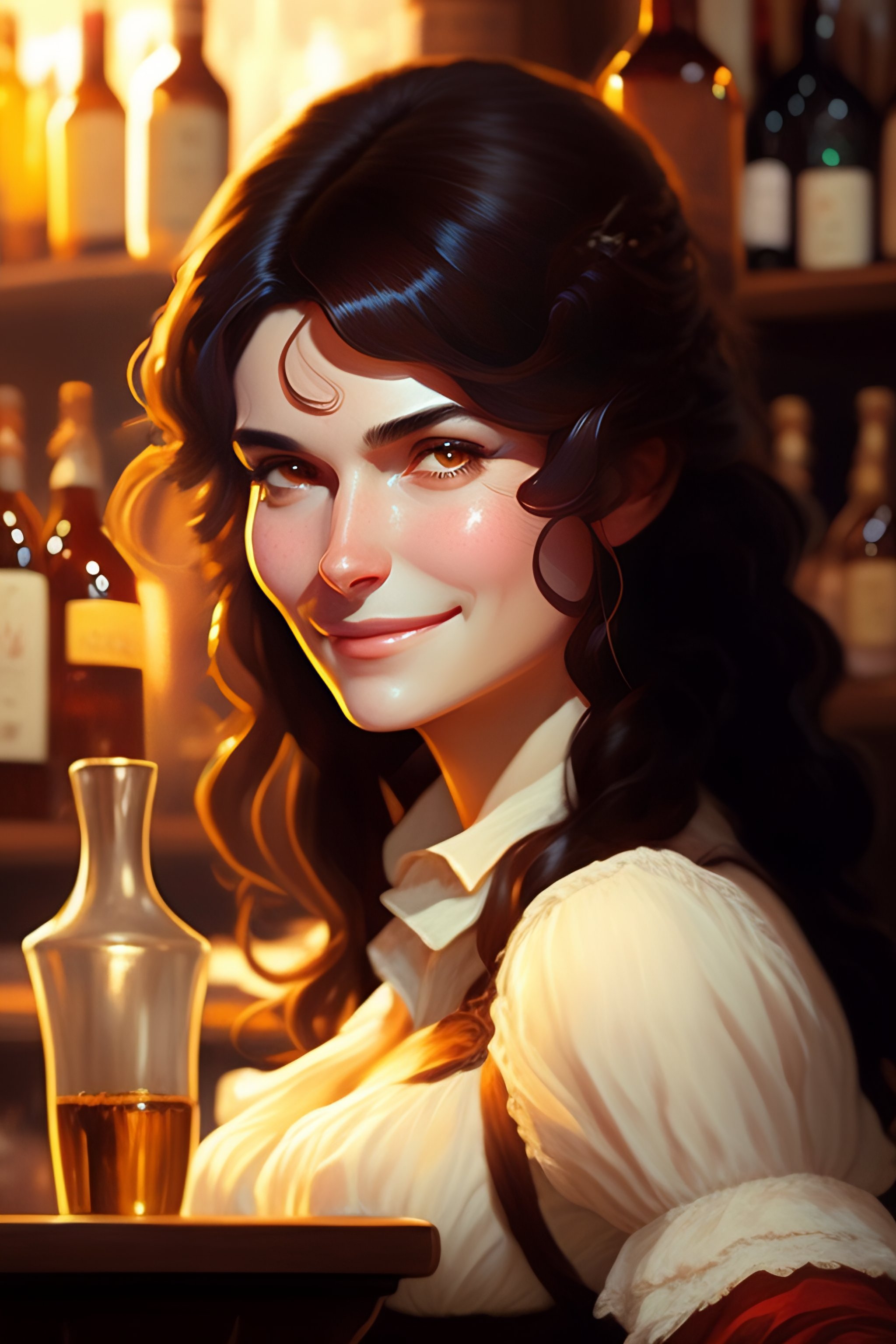 Lexica - Beautiful barmaid brunette tavern baroque oil painting soft ...