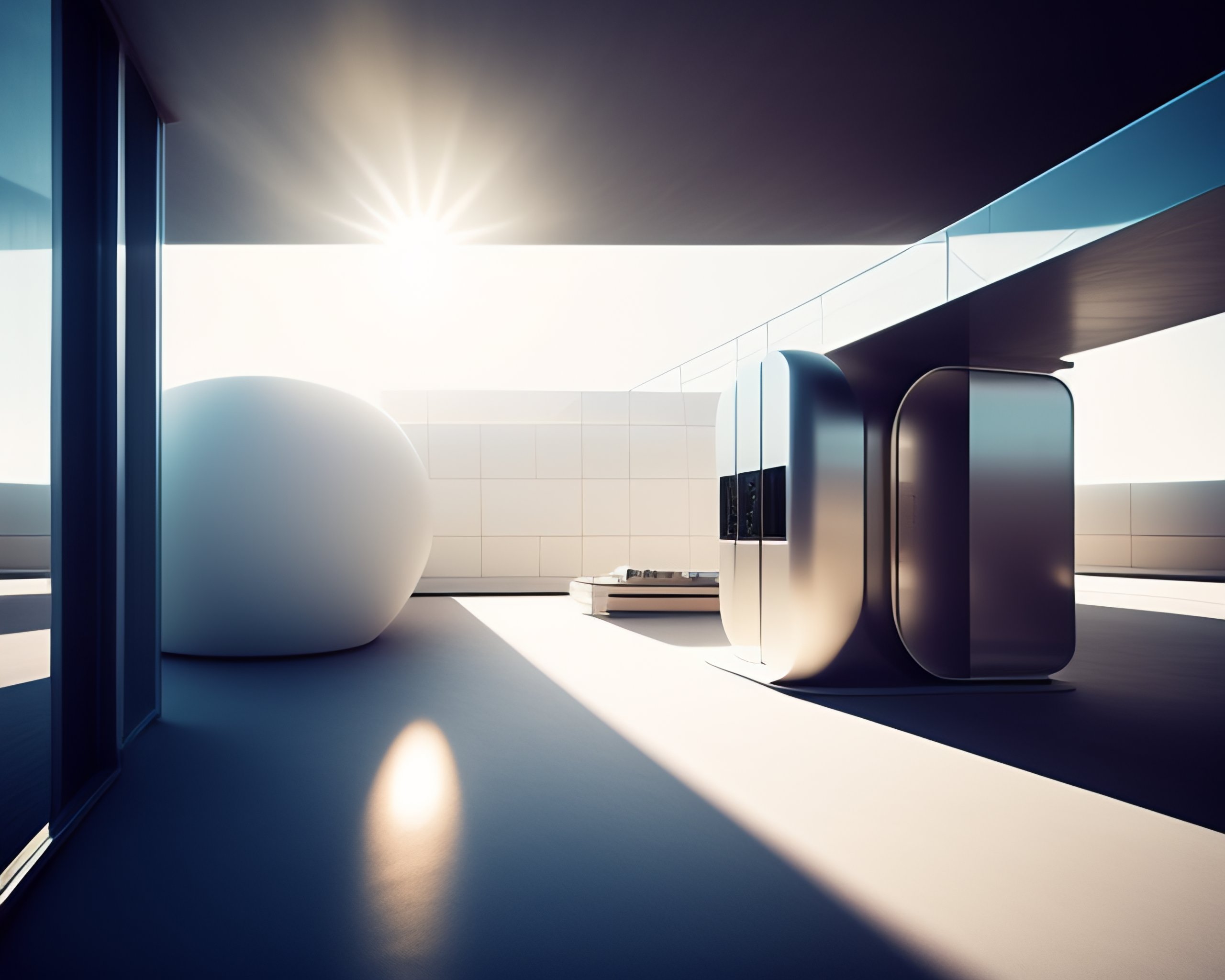 Lexica - Photo of a futuristic retro museum, high fov. Sun light, sun ...