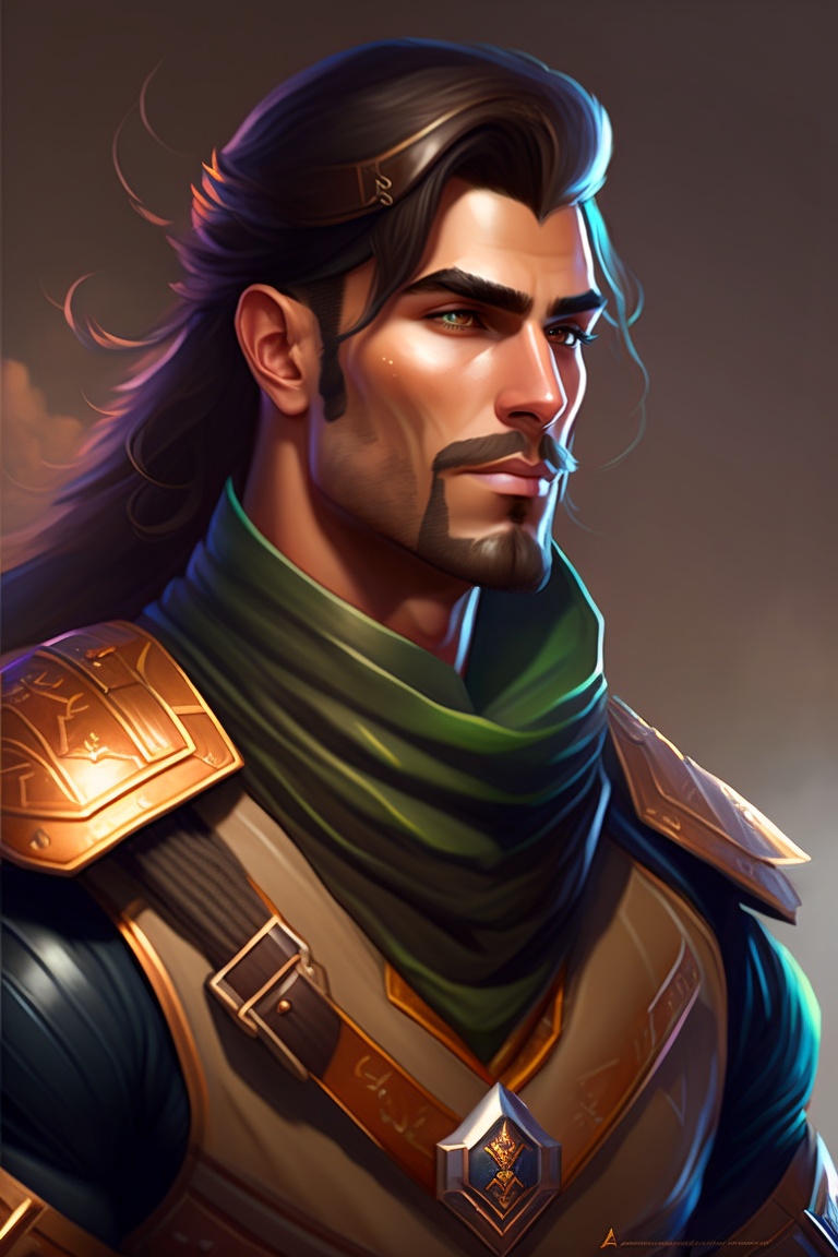 Lexica - Portrait of a rugged ranger, muscular, upper body, detailed ...