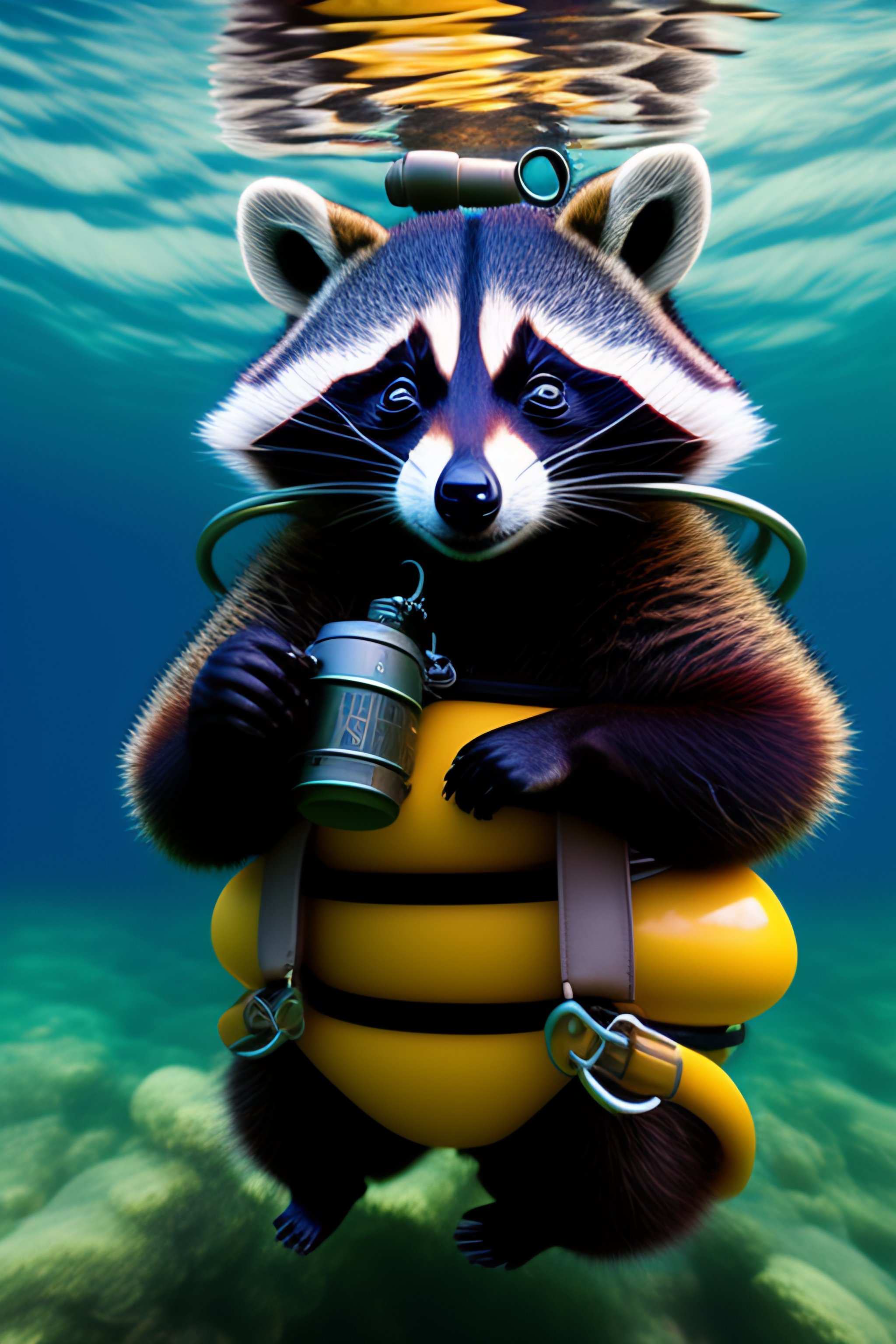 Lexica - Crazy raccoon in a diving suit