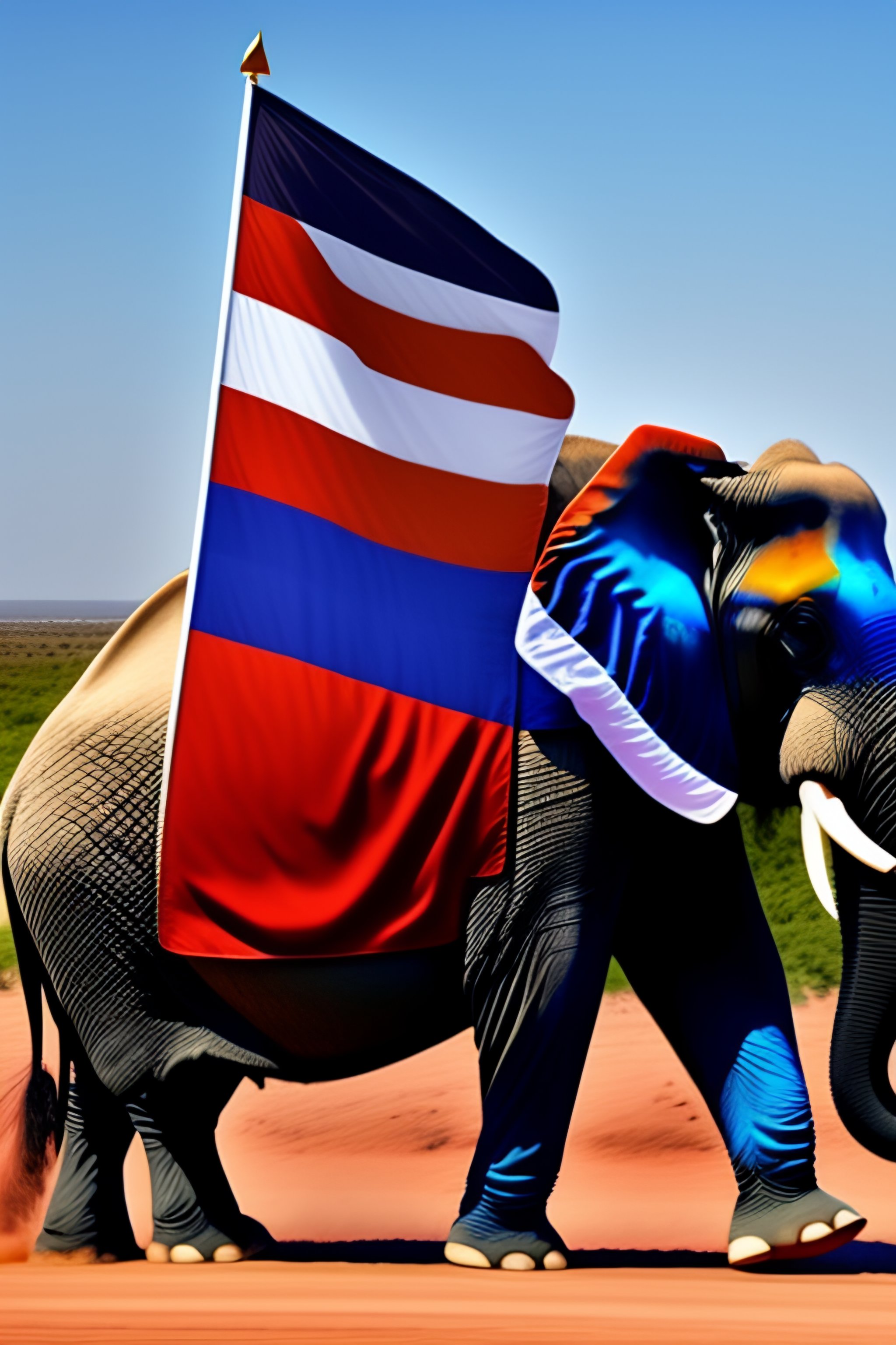 Lexica - Donald j Trump riding an elephant to the Mexican border the ...