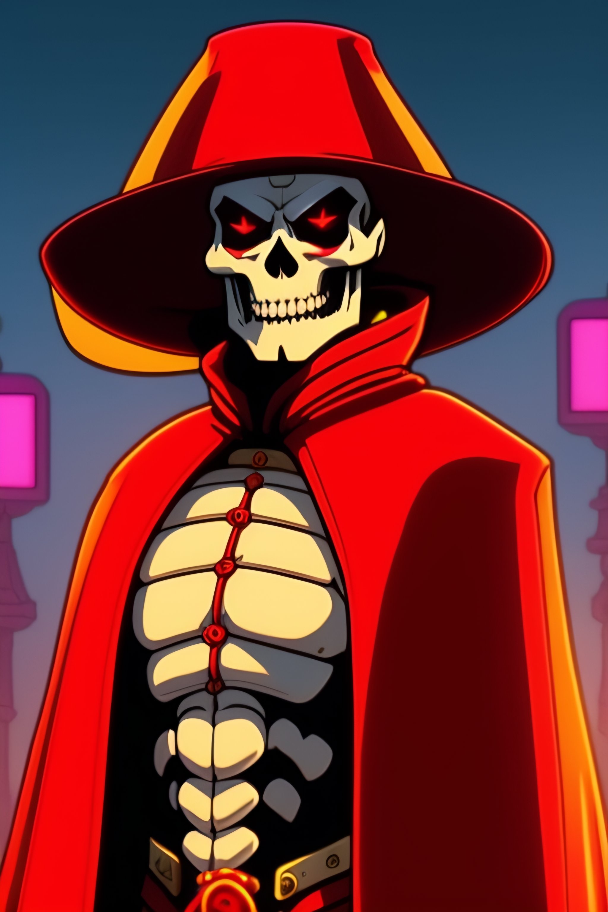Lexica - Lord Hater electro skeleton in a red robe from cartoon wander ...