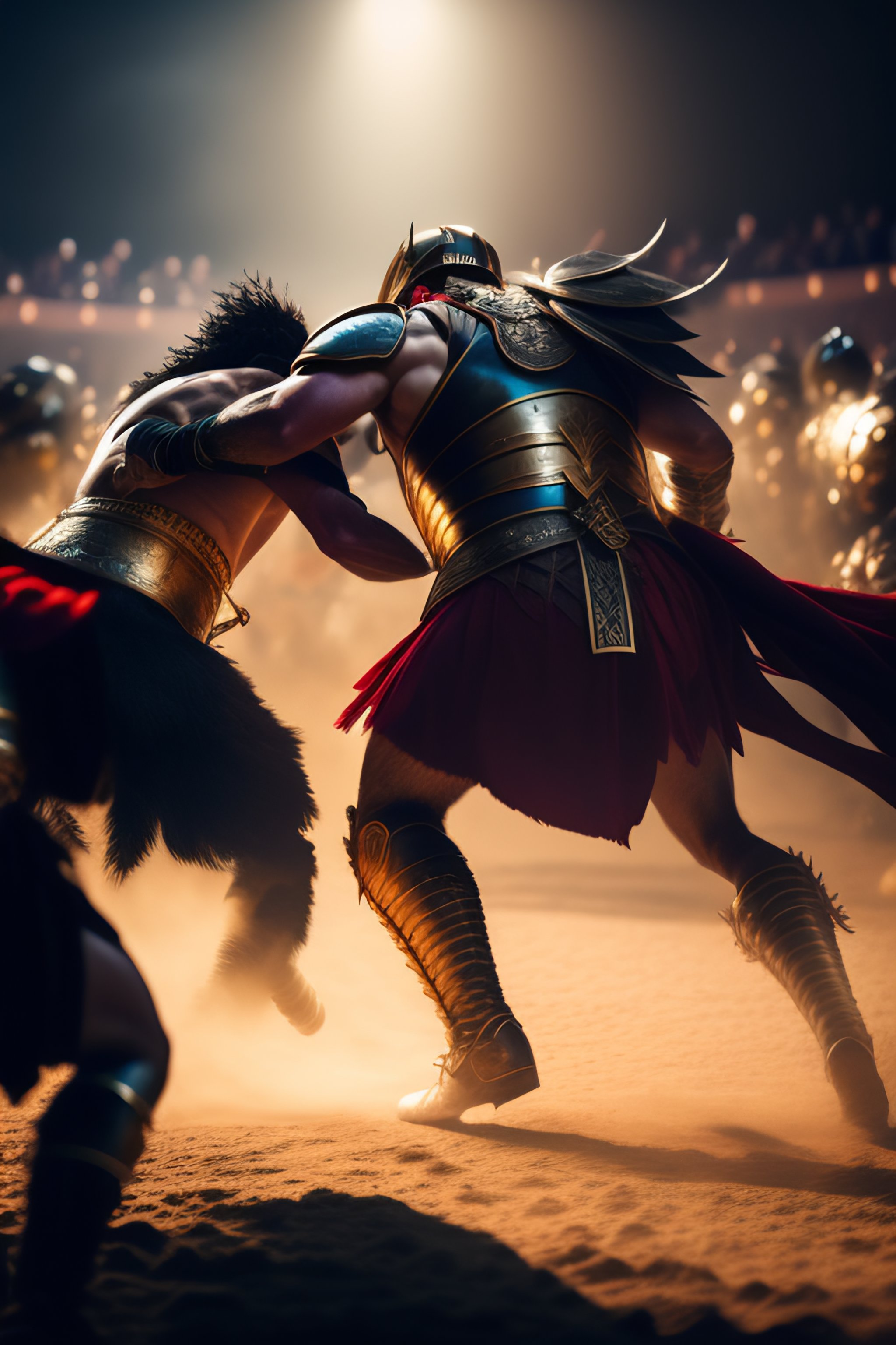 Lexica - Action shot of Gladiator fighting in an arena, cinematic ...