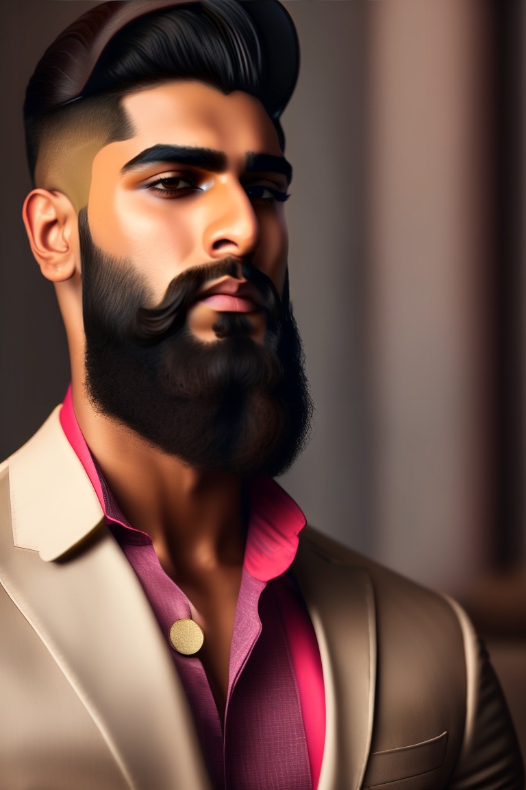 Lexica - Pakistani young men with large beard, attitude on face, look ...