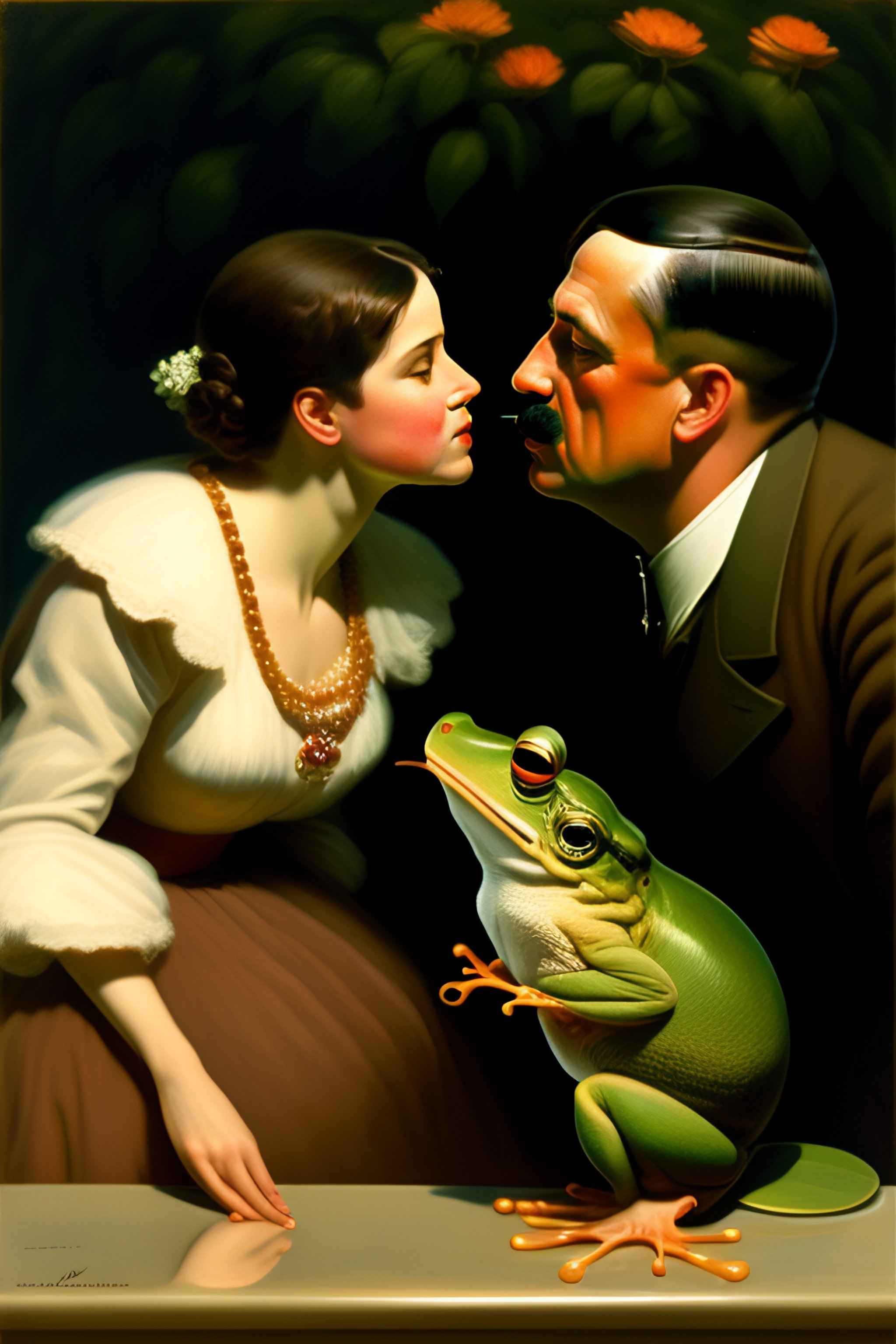 Lexica - Adolf hitler kissing a frog, sorolla style